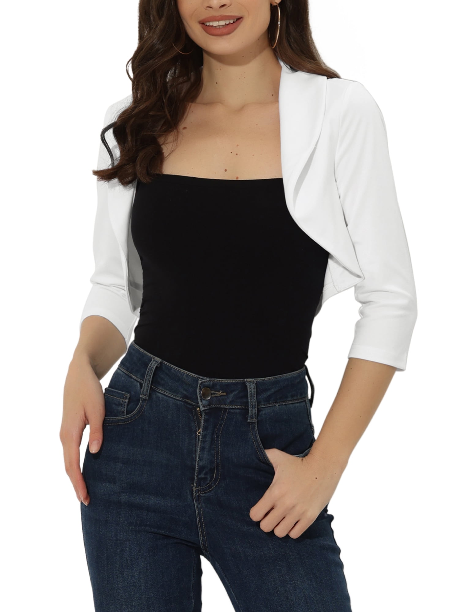 Allegra K Bolero Shrugs for Women's Collared Shrugs for Dress - Walmart.com