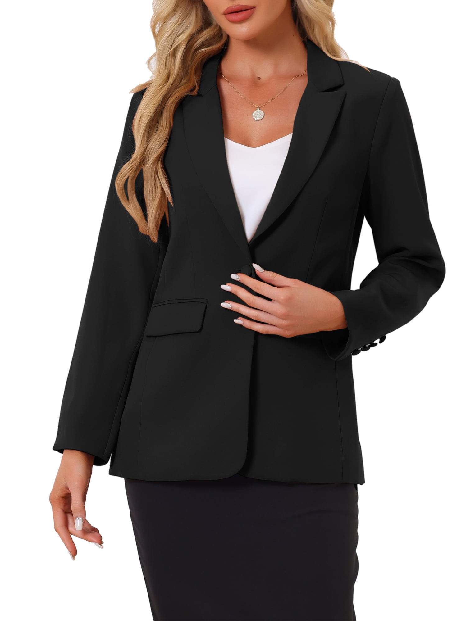 INSPIRE CHIC Business Blazer for Women's One Button Open Front Work ...