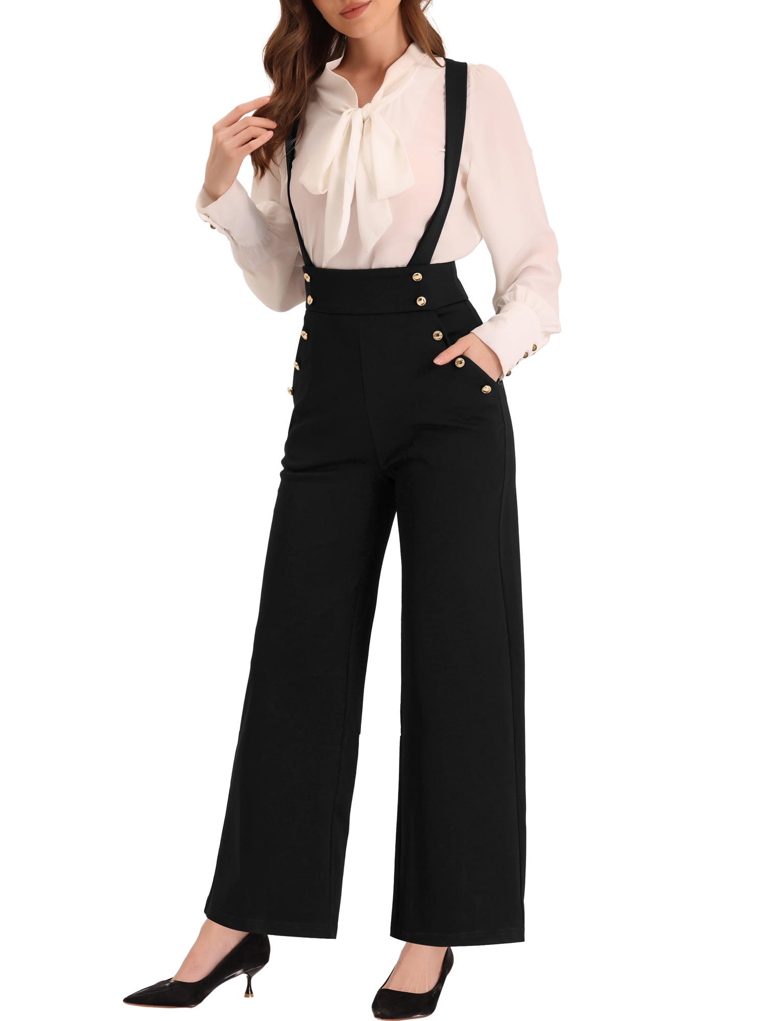 INSPIRE CHIC Women's Jumpsuits Adjustable Straps Wide Leg Suspenders ...