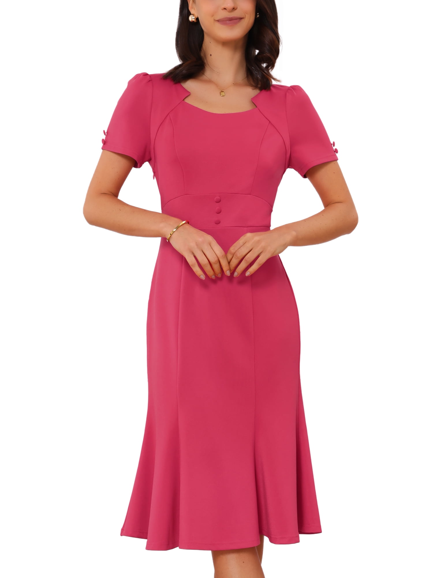 INSPIRE CHIC Women's Sheath Dress Cocktail Party 1950s Vintage Button ...
