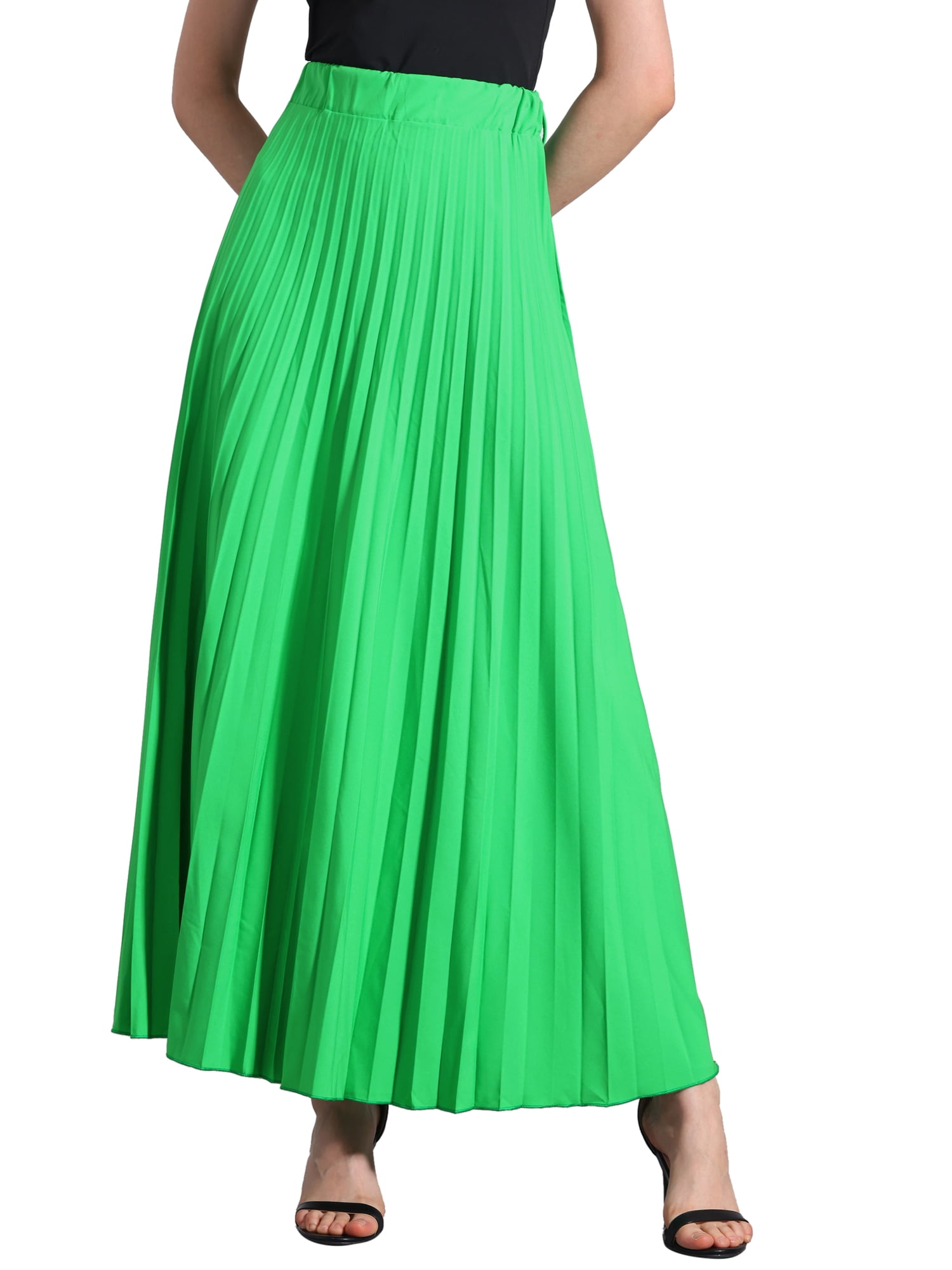 INSPIRE CHIC Women's Pleated Skirt Elastic High Waist Belted Flowy A ...