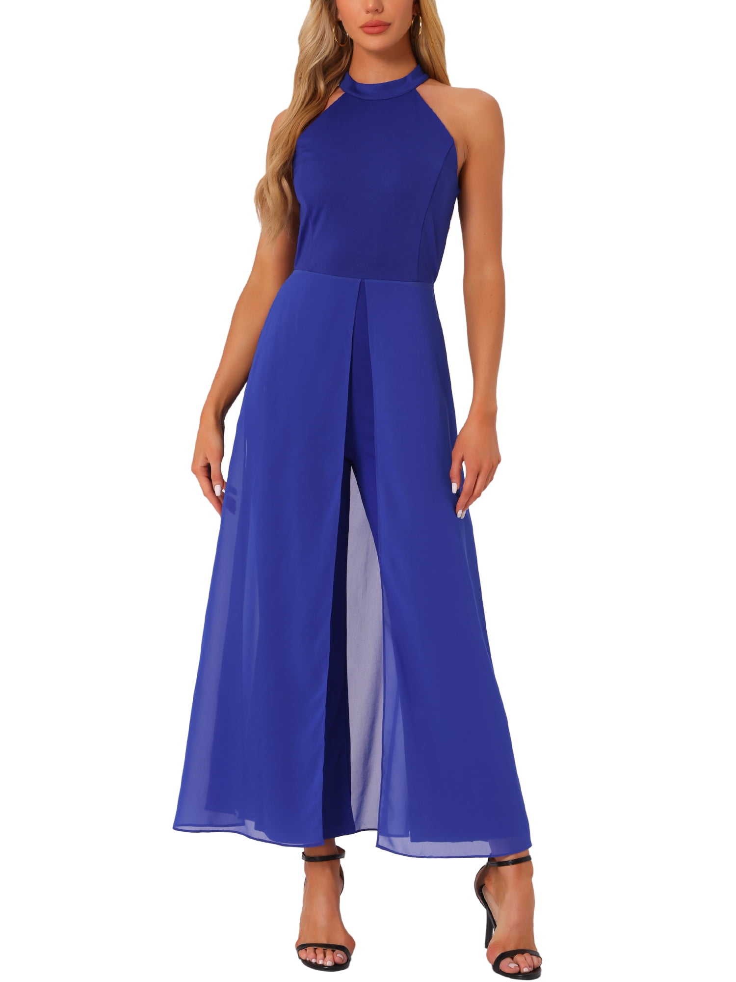 INSPIRE CHIC Women's Dressy Jumpsuit Halter Neck Sleeveless Elegant ...