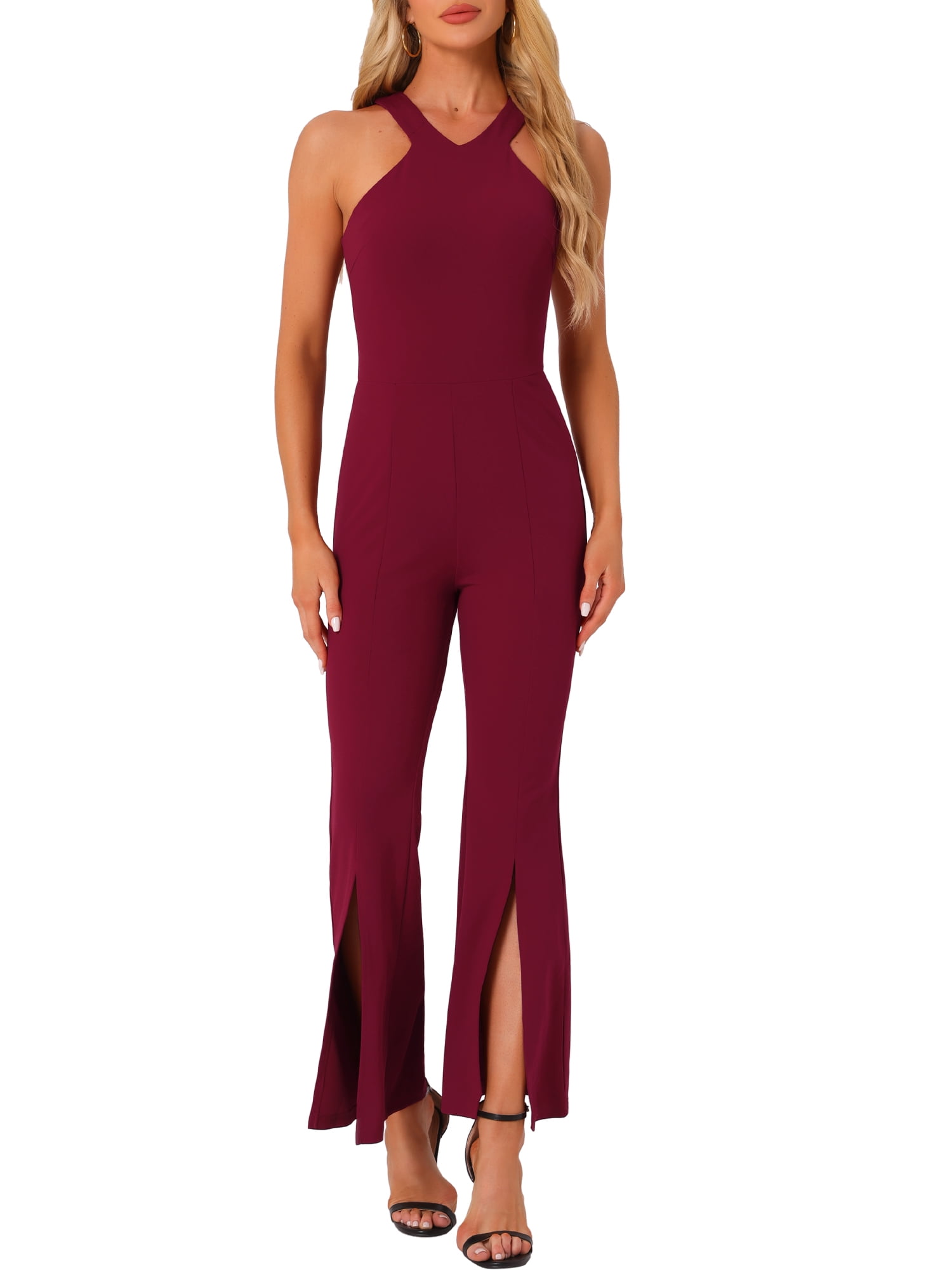 INSPIRE CHIC Halter Neck Jumpsuits for Women's Sleeveless High Waist ...