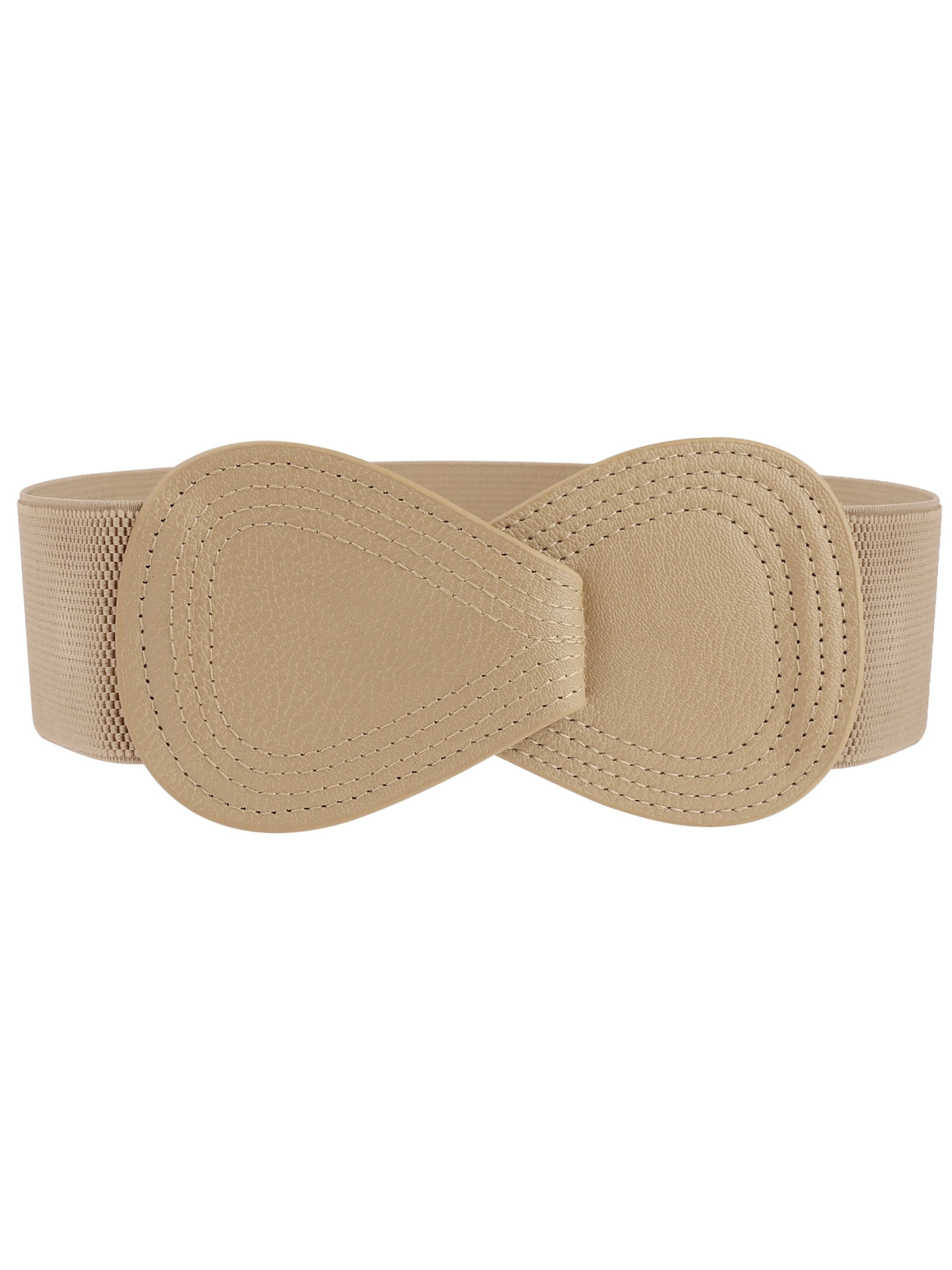 INSPIRE CHIC Interlock Buckle 8-shaped Faux Leather Elastic Belt Cinch ...