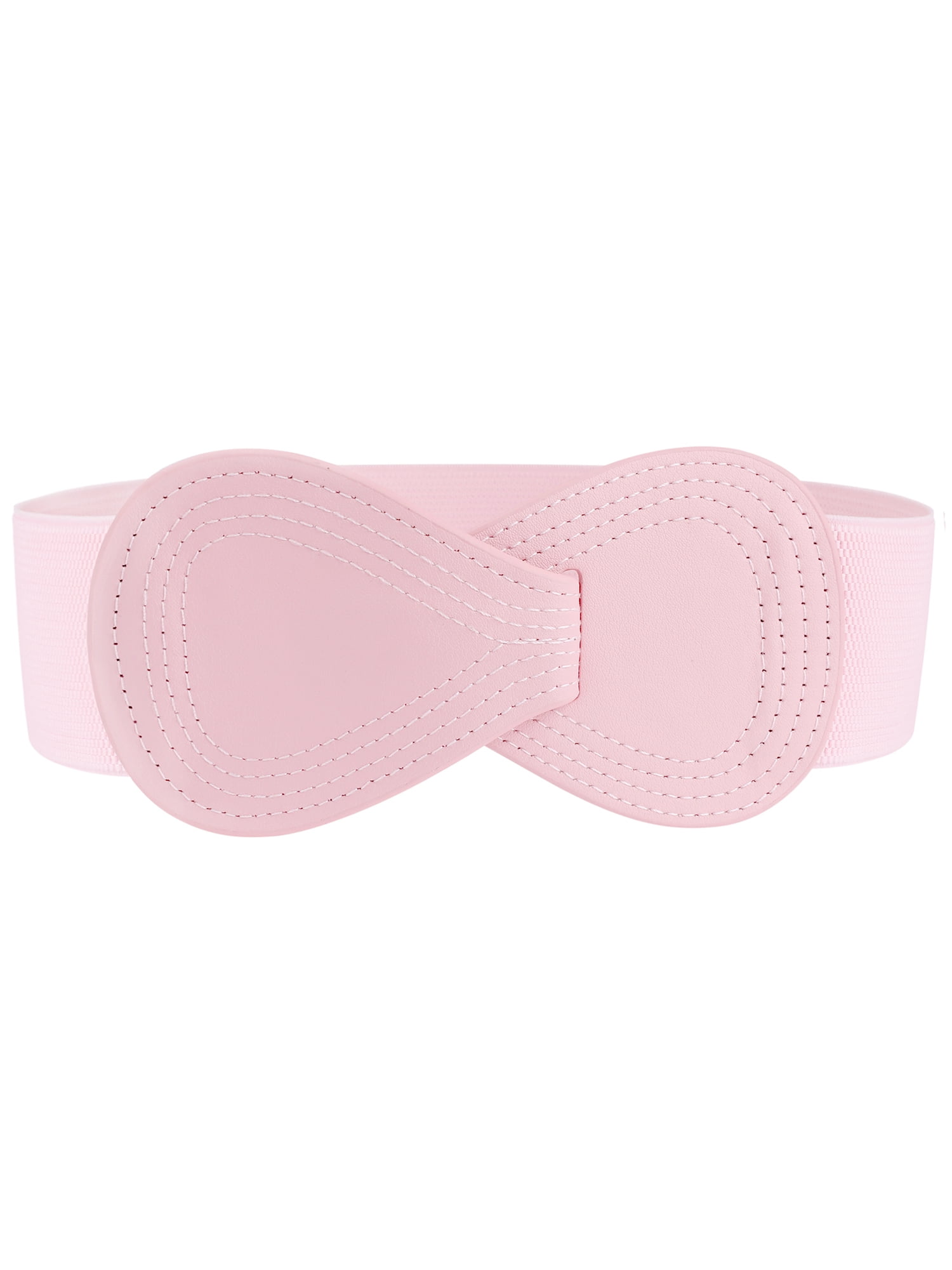 INSPIRE CHIC Interlock Buckle 8-shaped Faux Leather Elastic Belt Cinch ...