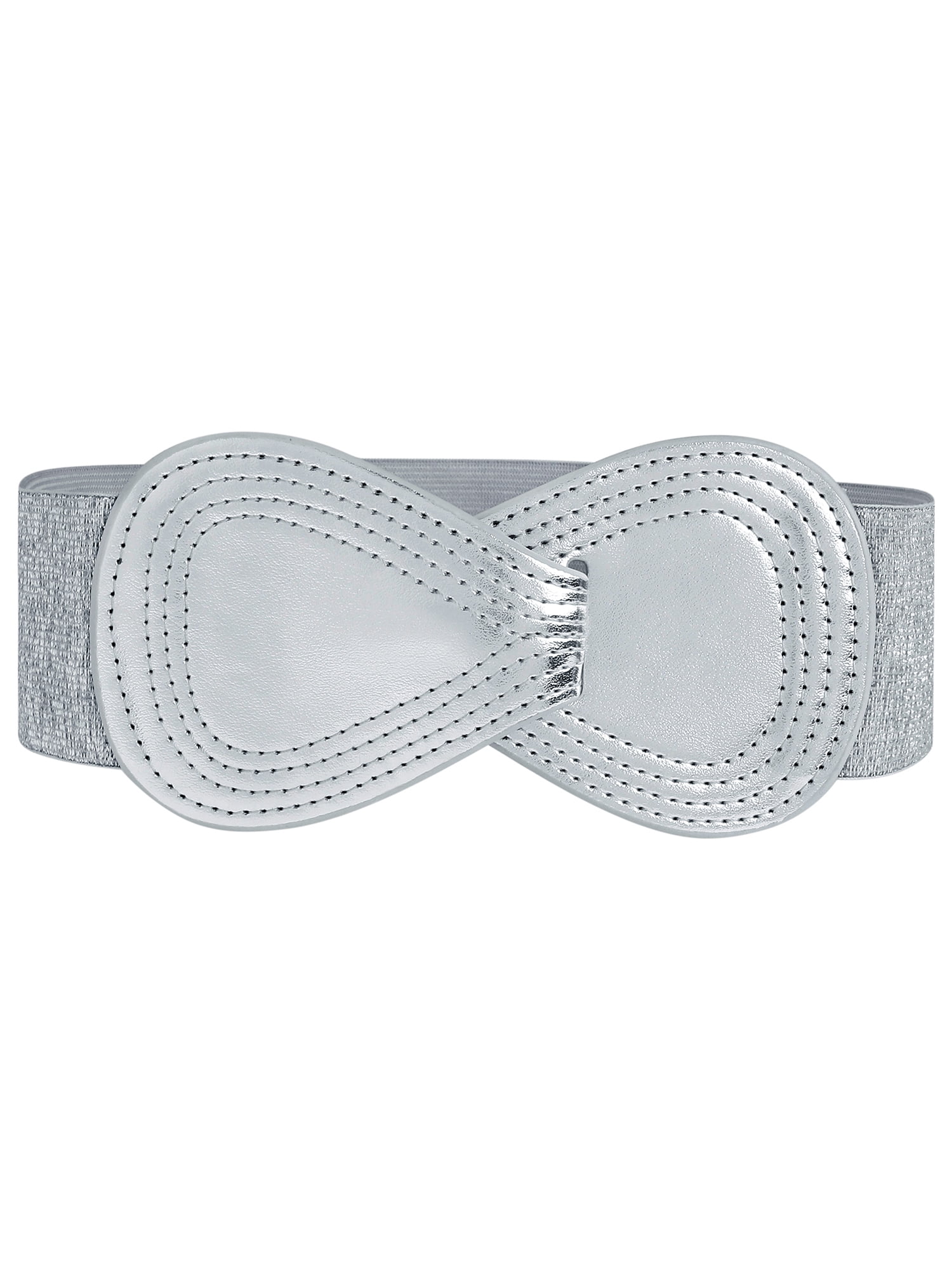 INSPIRE CHIC Interlock Buckle 8-shaped Faux Leather Elastic Belt Cinch ...
