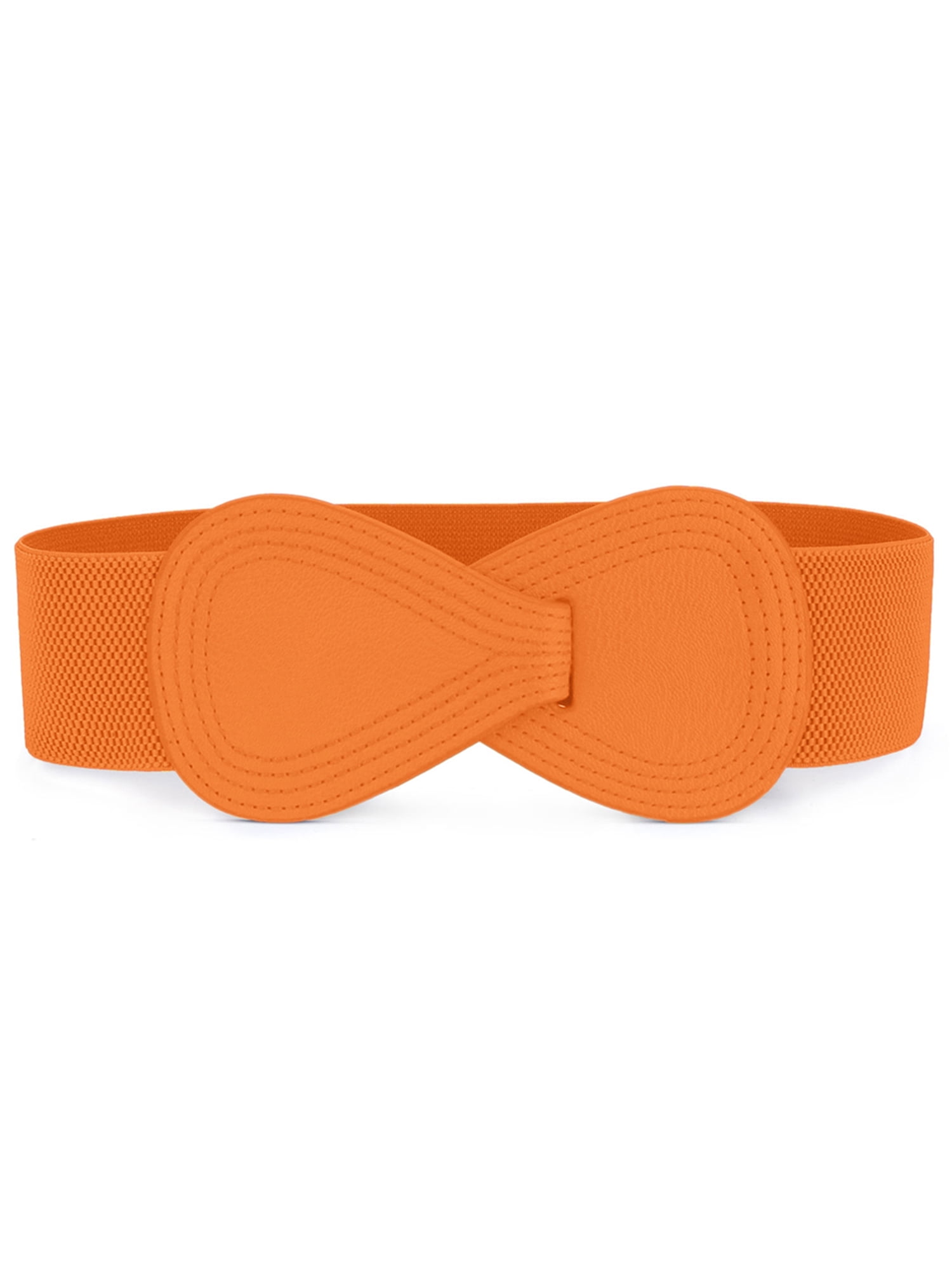 Allegra K Interlock Buckle 8-shaped Faux Leather Elastic Belt Cinch ...