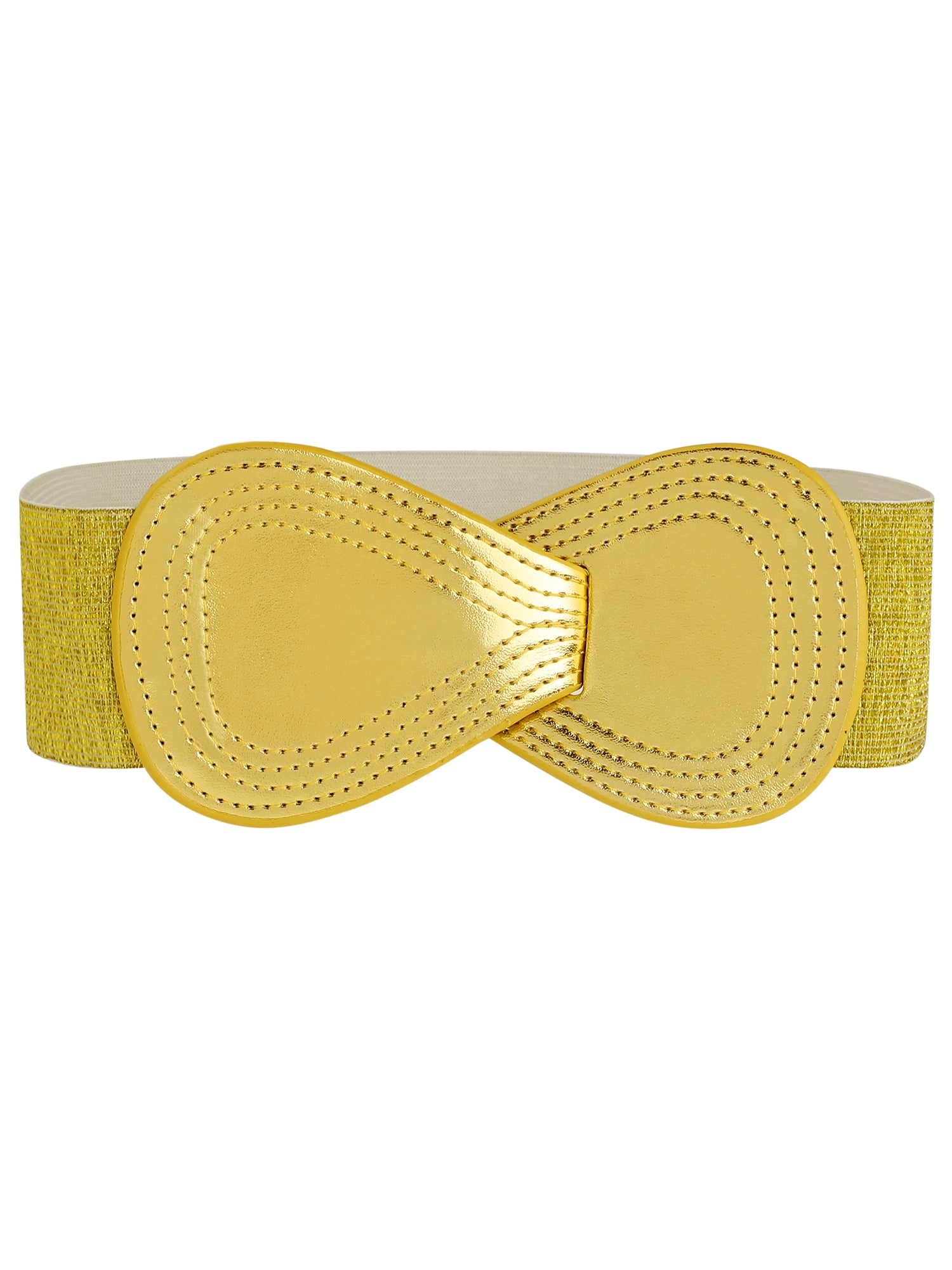 INSPIRE CHIC Interlock Buckle 8-shaped Faux Leather Elastic Belt Cinch ...