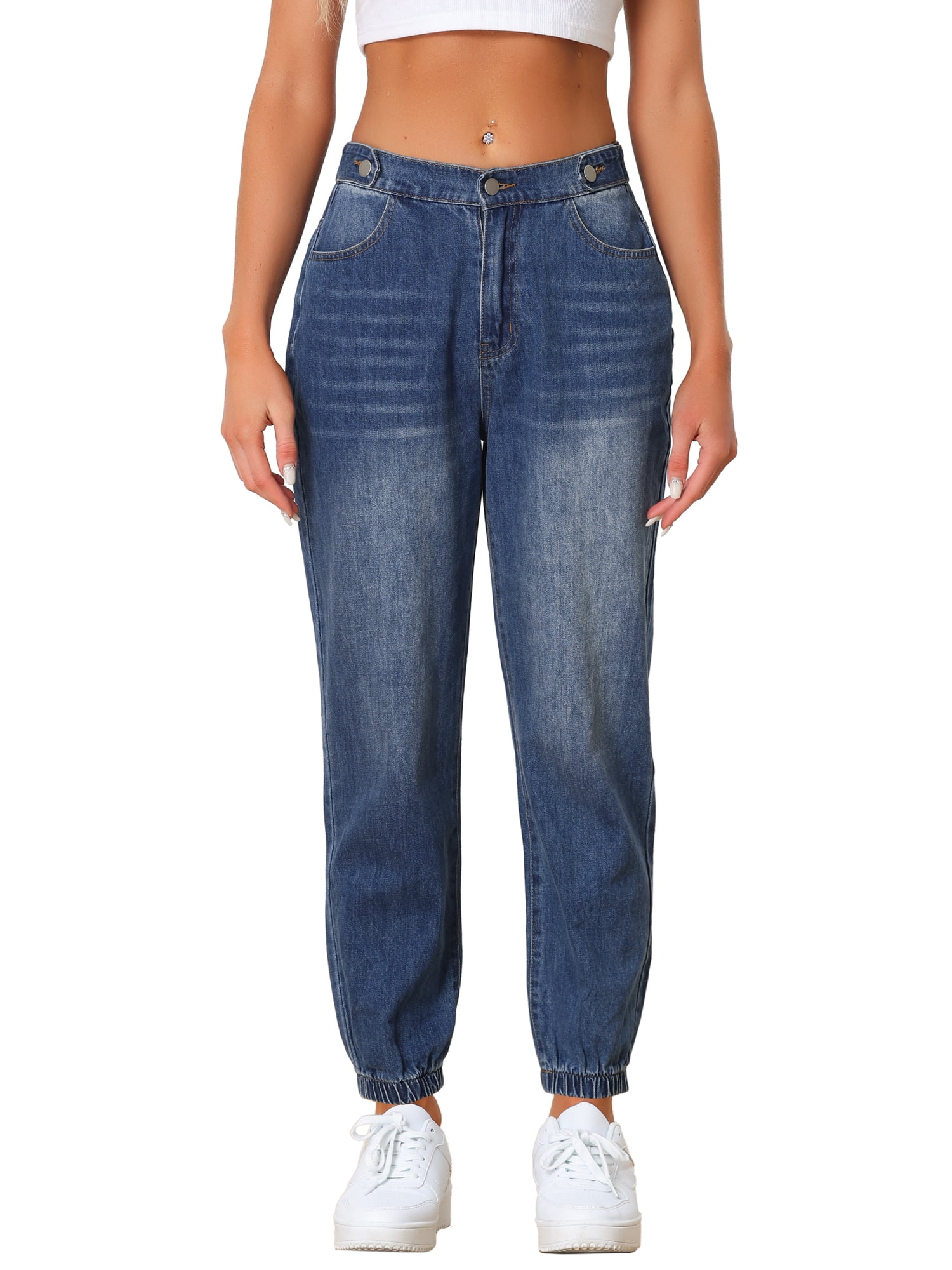 DARING DIVA Jean Jogger for Women's Casual High Waisted Elastic Waist ...