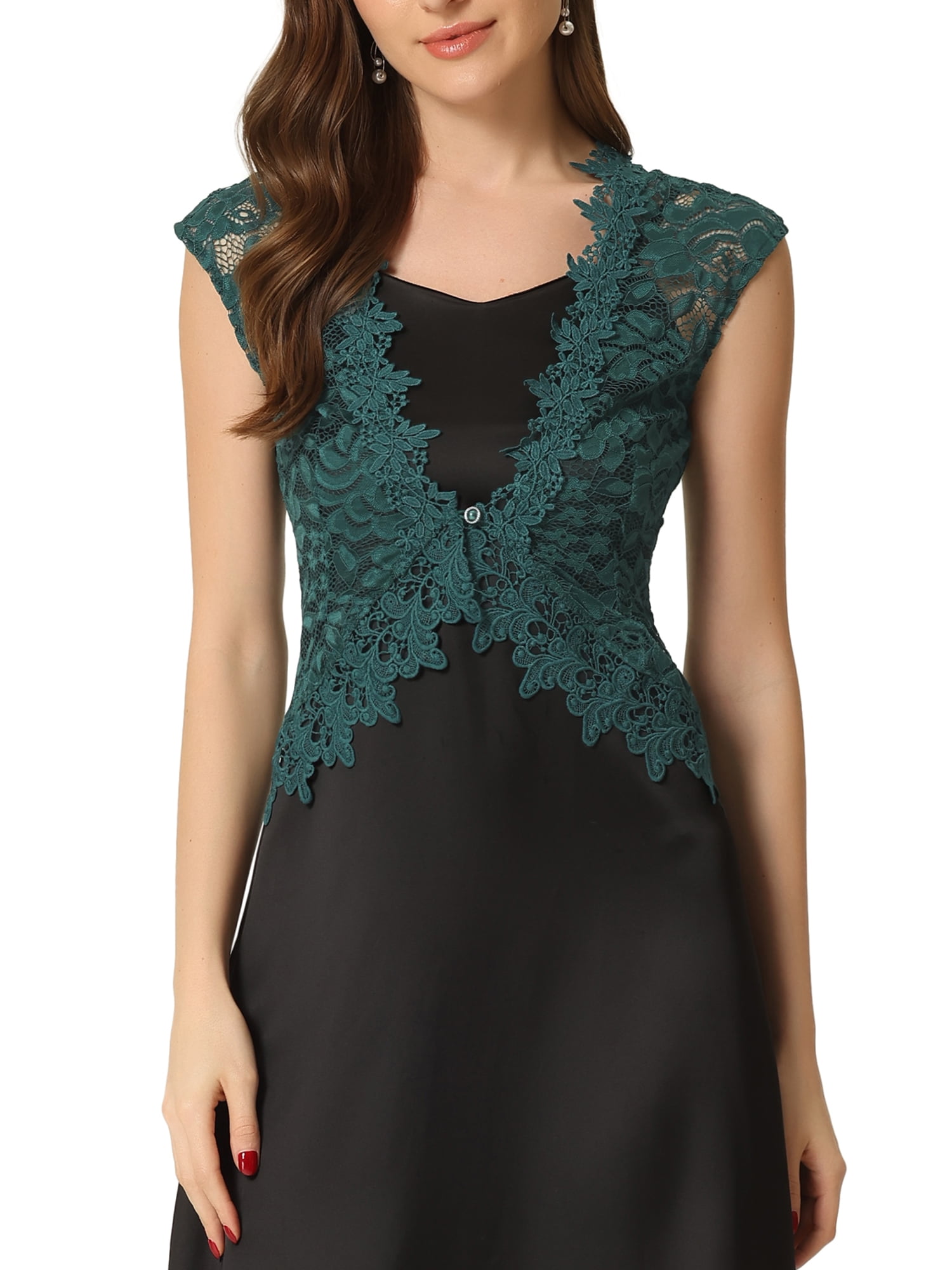 INSPIRE CHIC Lace Cap Sleeves Cardigan for Women's Floral Evening ...