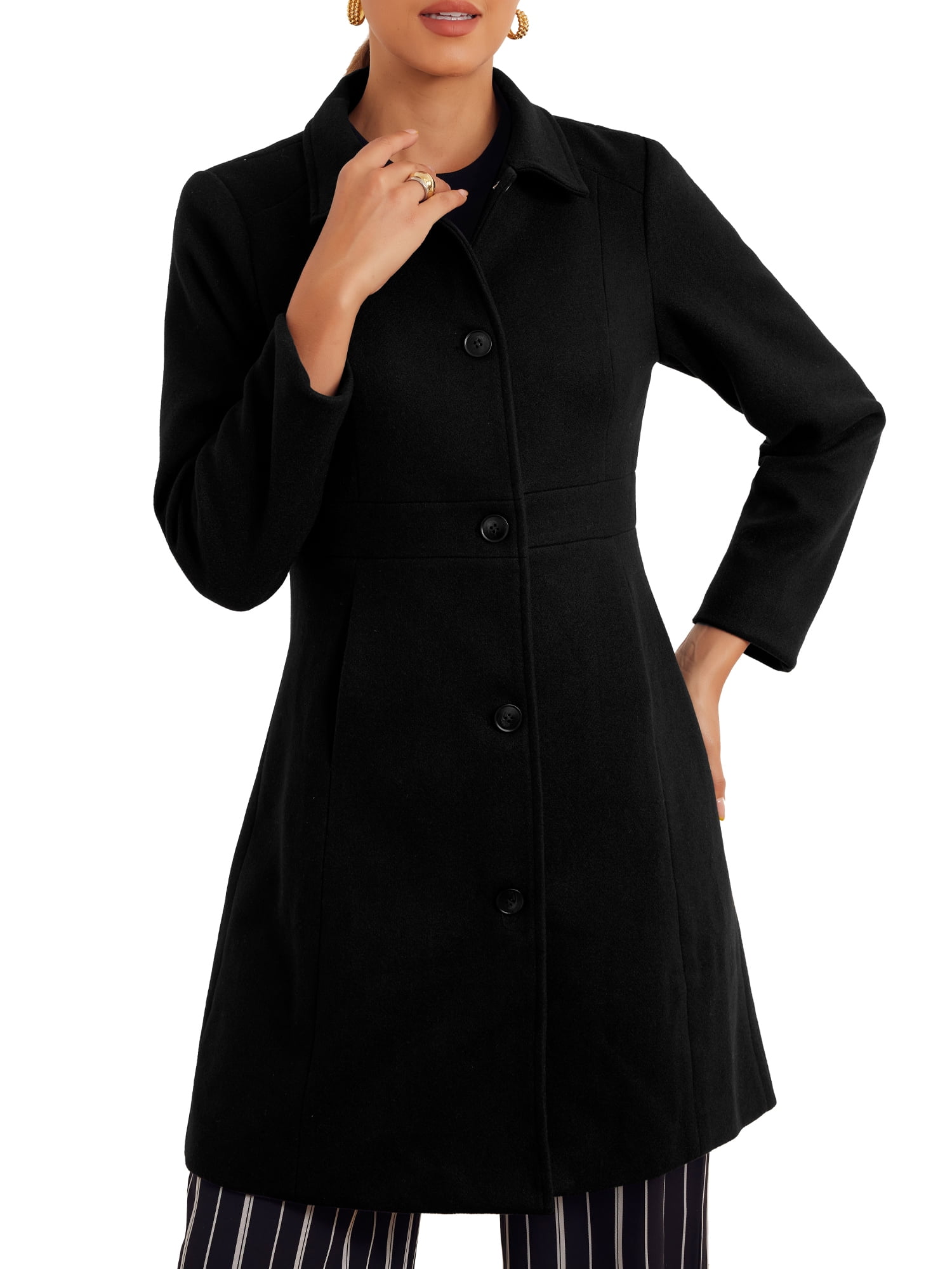 Allegra K Lapel Coats for Women's Button Down Single Breasted Long ...