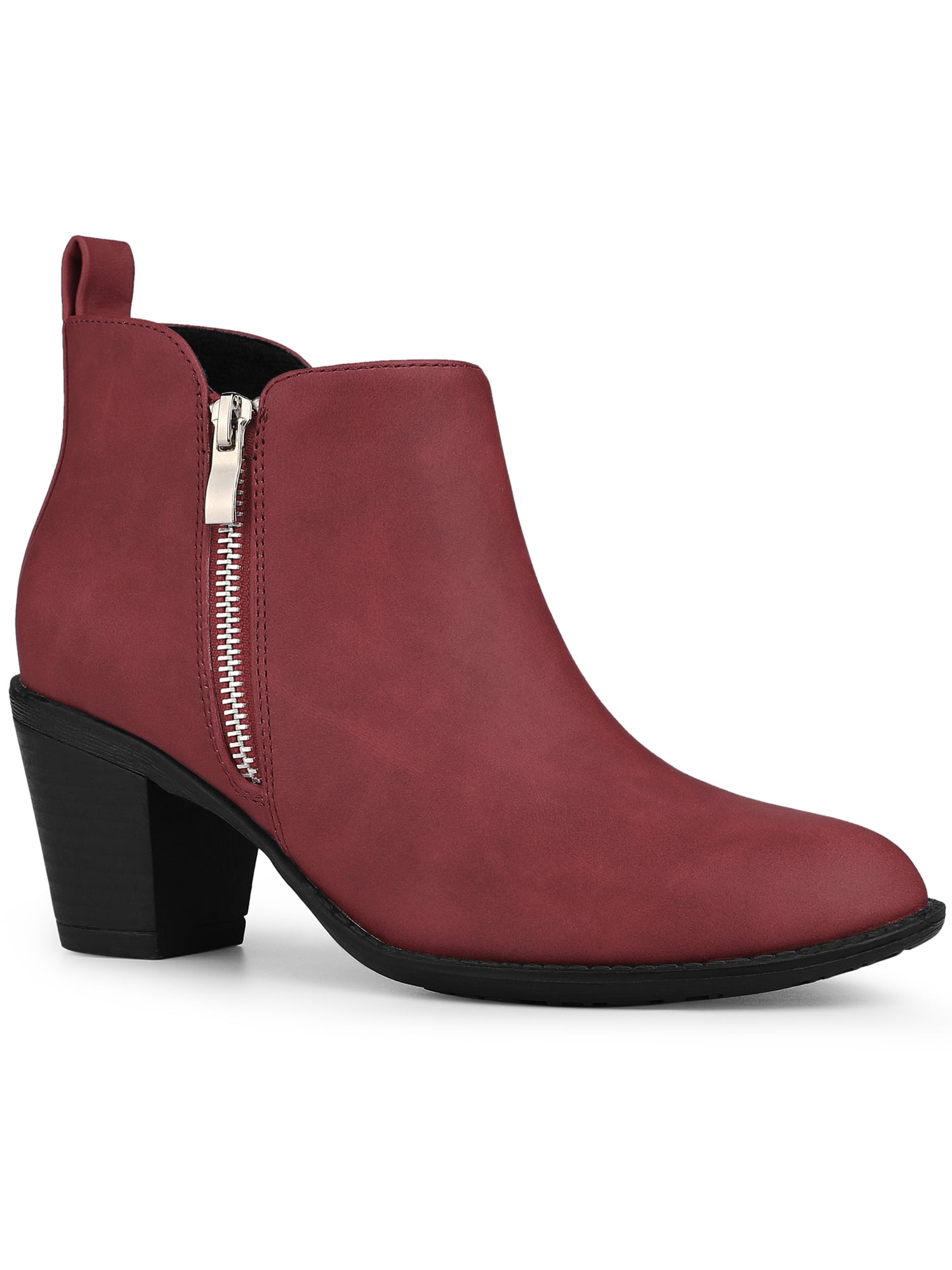 BLISSFUL STEP Low Chunky Heel for Women Zipper Western Ankle Booties ...