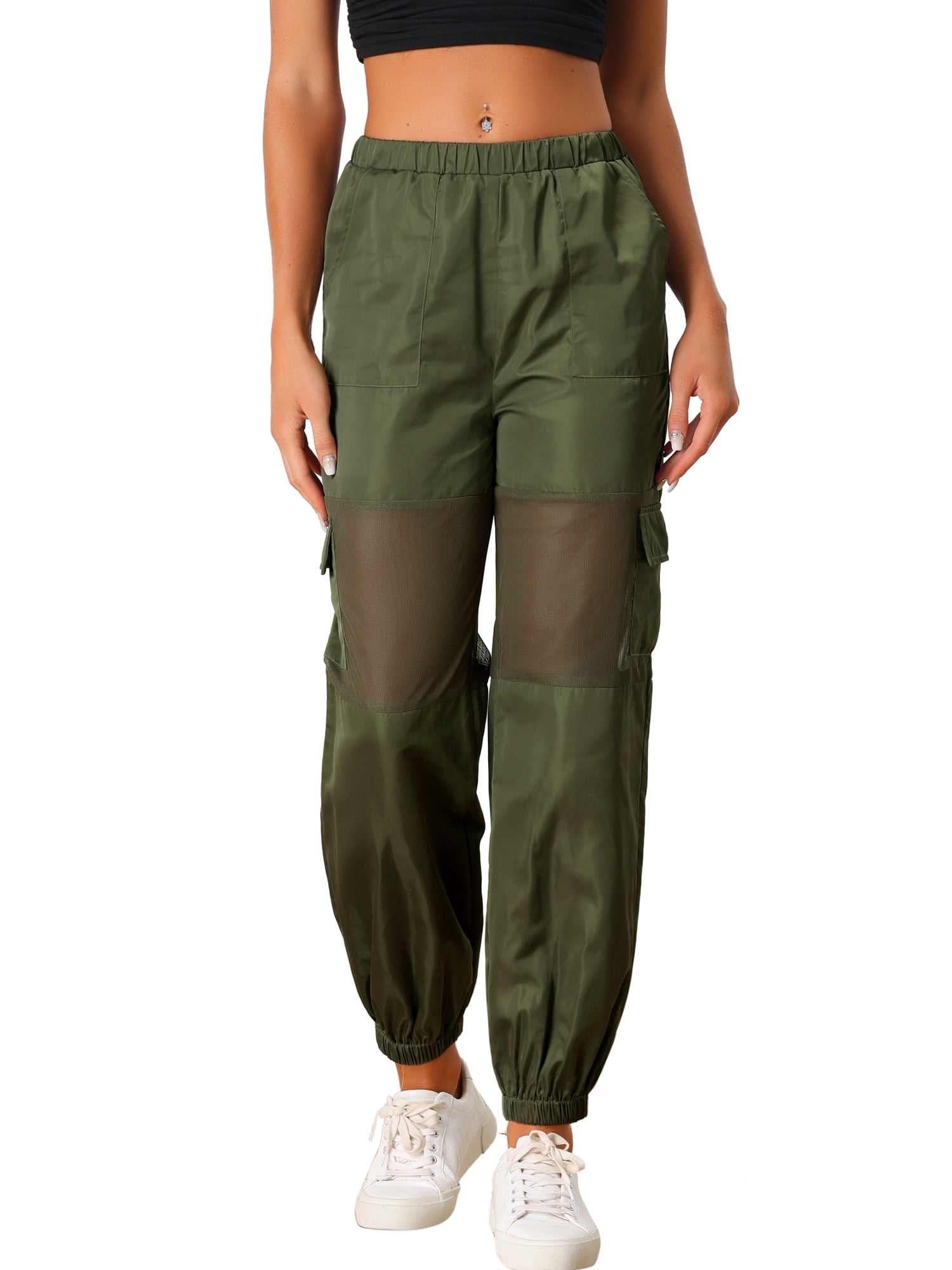 INSPIRE CHIC Mesh Panel Pant for Women's High Waist Sheer Sports ...