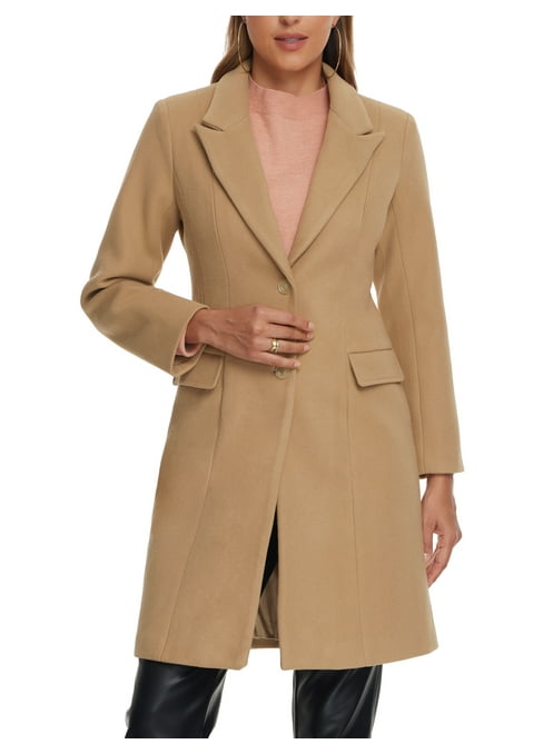 Allegra K Women's Winter Slit Sleeve Double Breasted Cloak Coat M Black ...