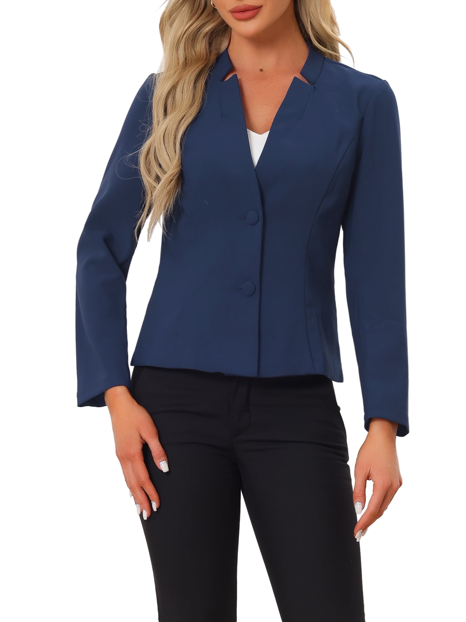 INSPIRE CHIC Notched Collar Blazer for Women's Long Sleeve Two Buttons ...