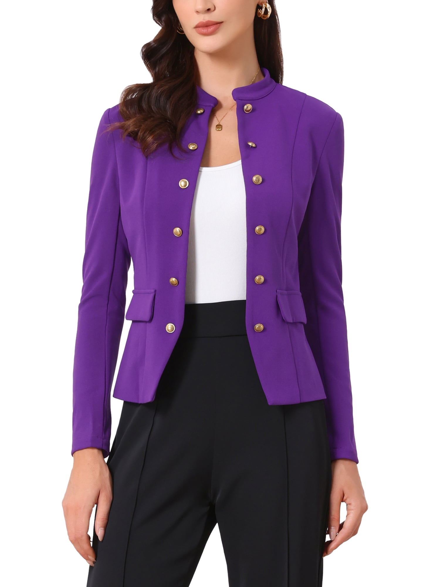 INSPIRE CHIC Open Front Blazers for Women's Casual Long Sleeves Buttons ...
