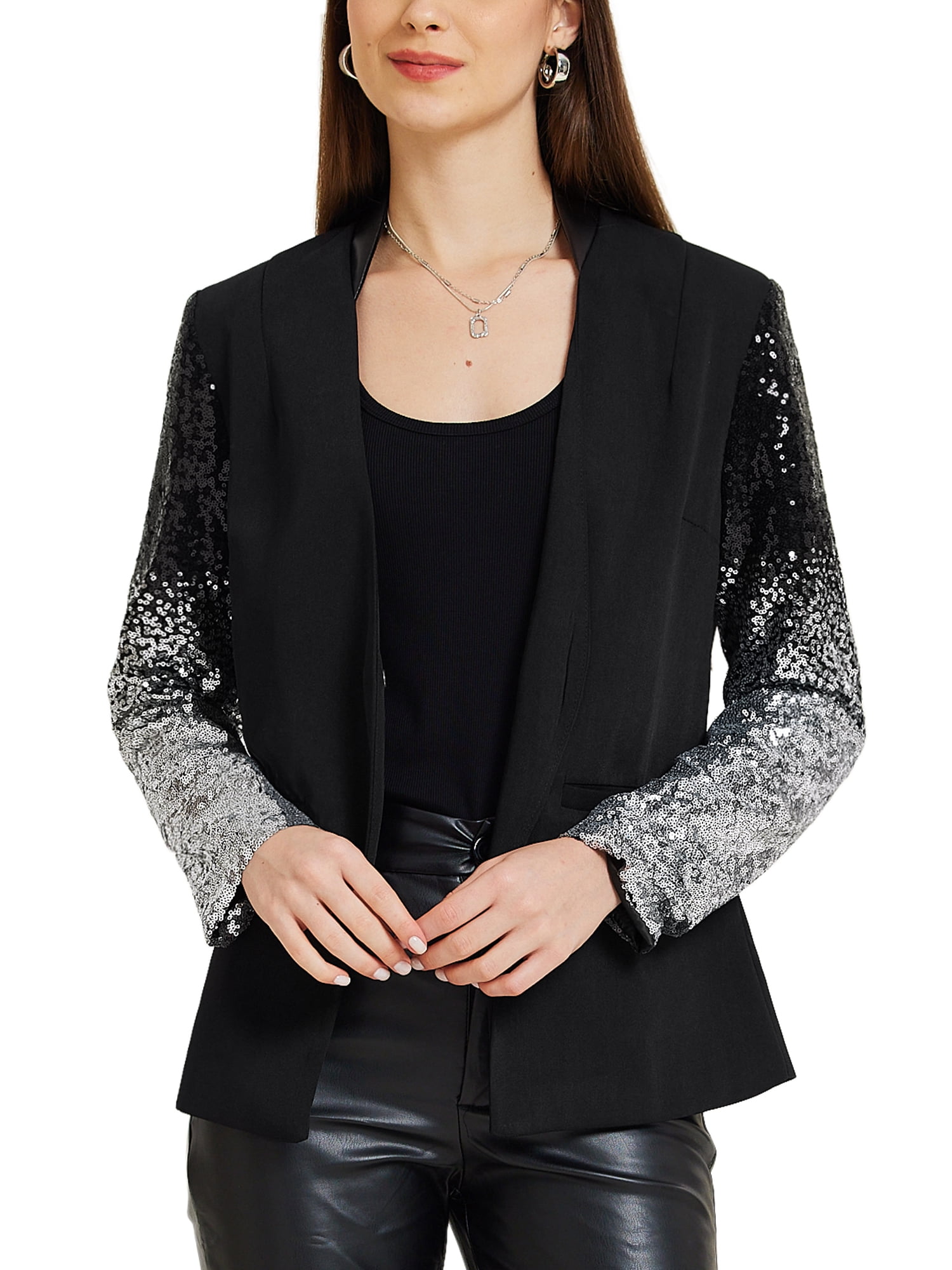 INSPIRE CHIC Party Jackets for Women's Shiny Sequin Long Sleeves ...