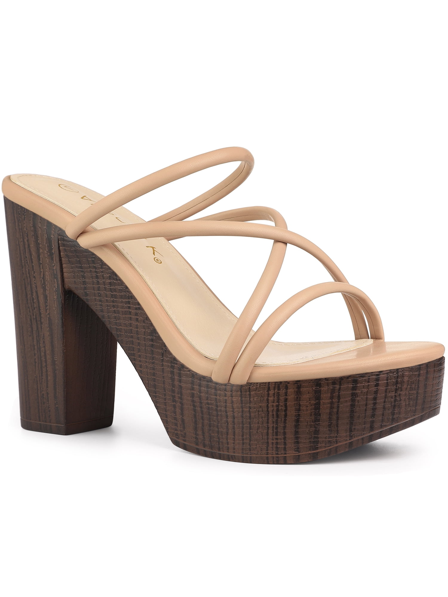 BLISSFUL STEP Women's Platform Strappy Crisscross Strap Block Heel ...