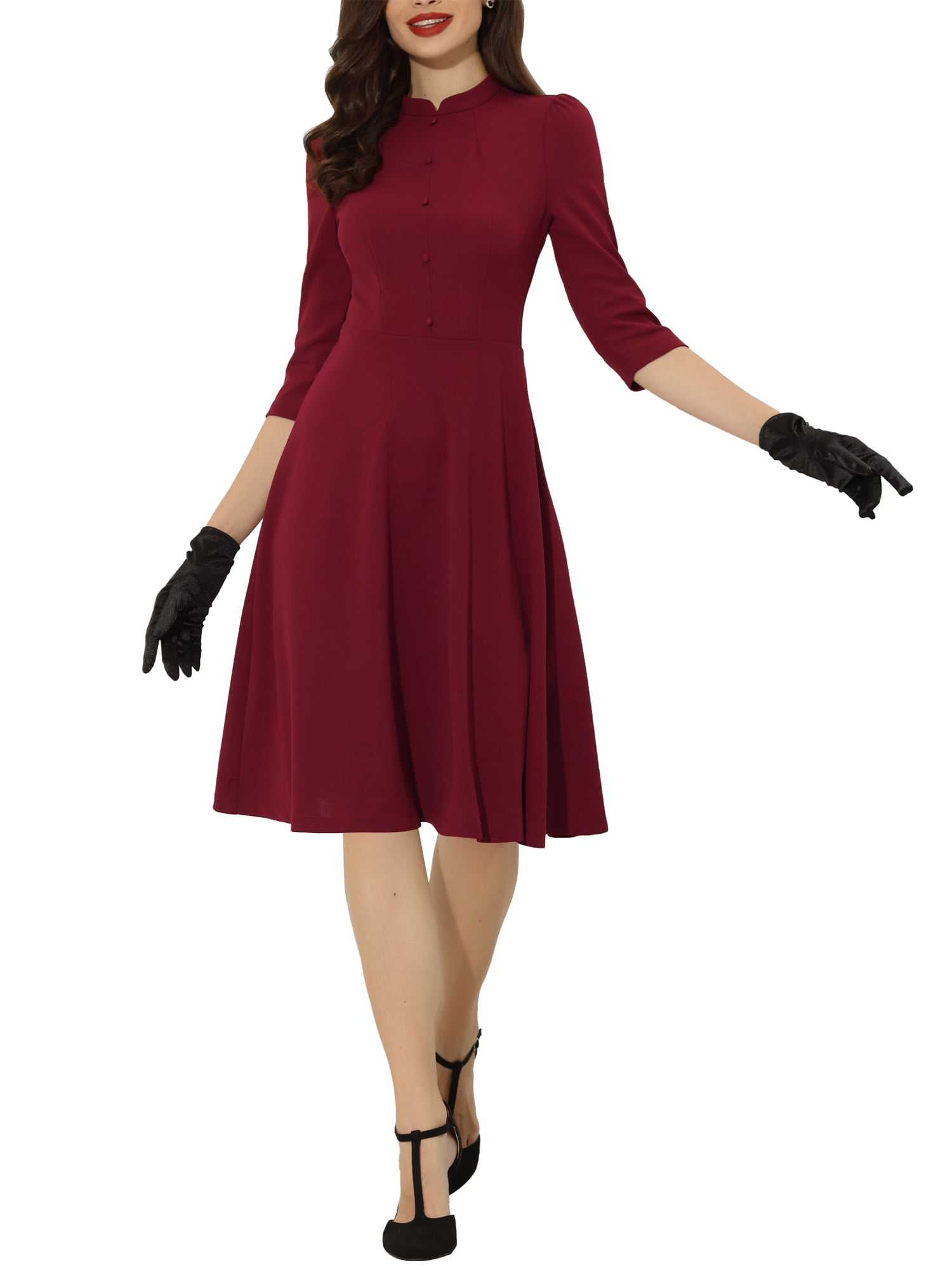 INSPIRE CHIC Vintage Dresses for Women's 3/4 Sleeves Stand Collar ...