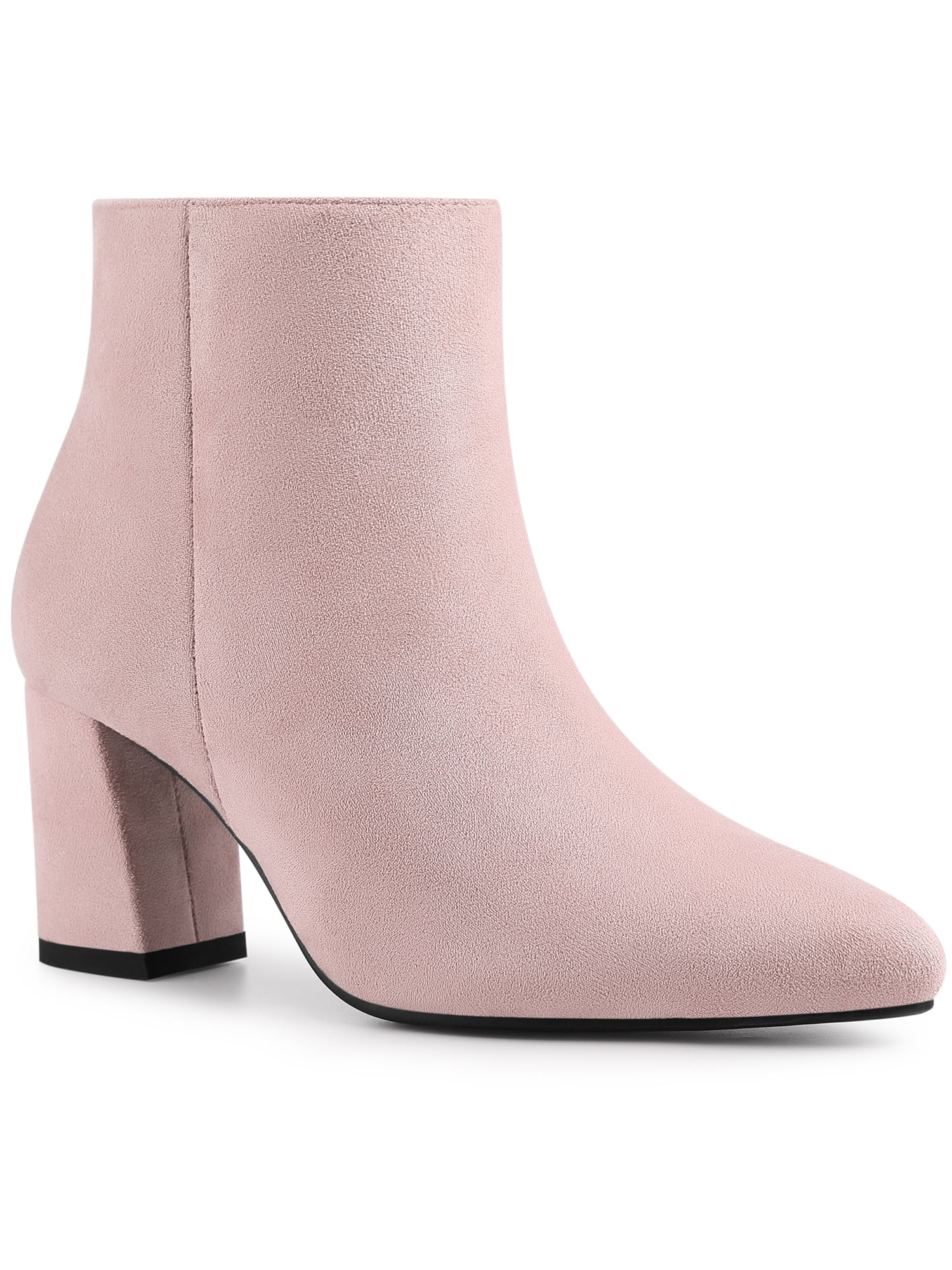 Allegra K Side Zip Chunky Heels Pointy Toe Boots for Women - Walmart.com