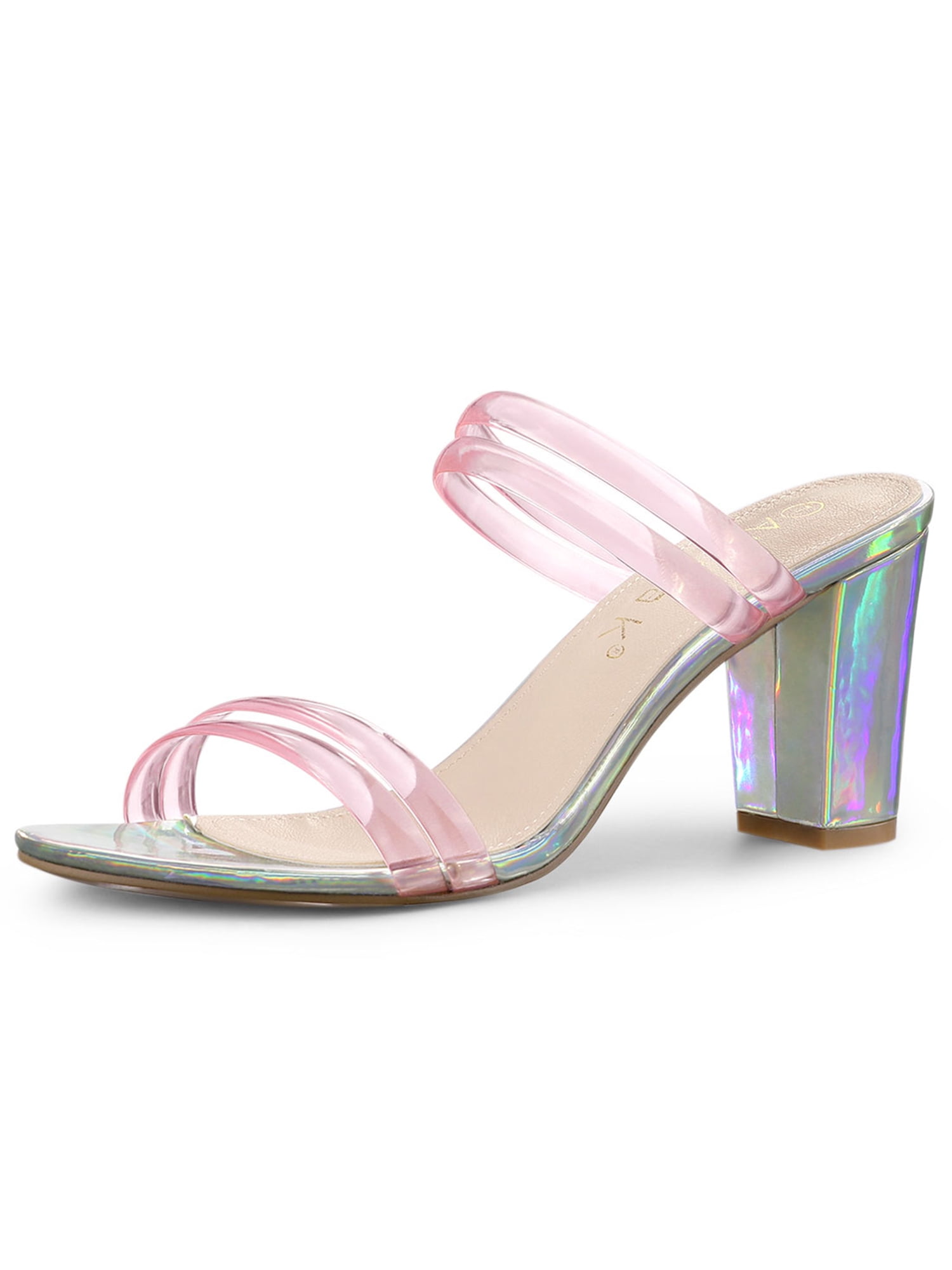 Allegra K Women's Strappy Block Heel Slides Mules Sandals - Walmart.com