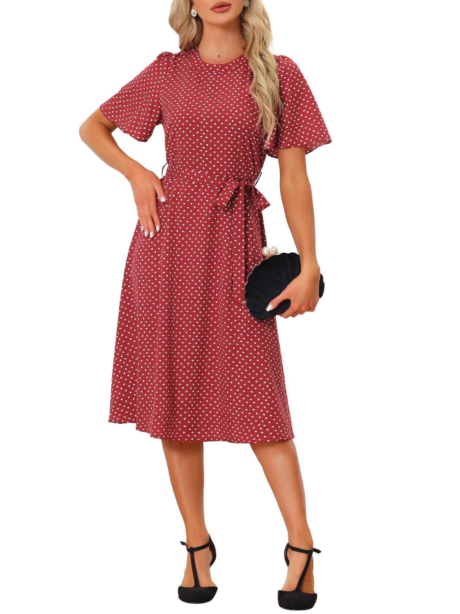 INSPIRE CHIC Summer Dress for Women's Boho Ruffle Short Sleeve Print ...