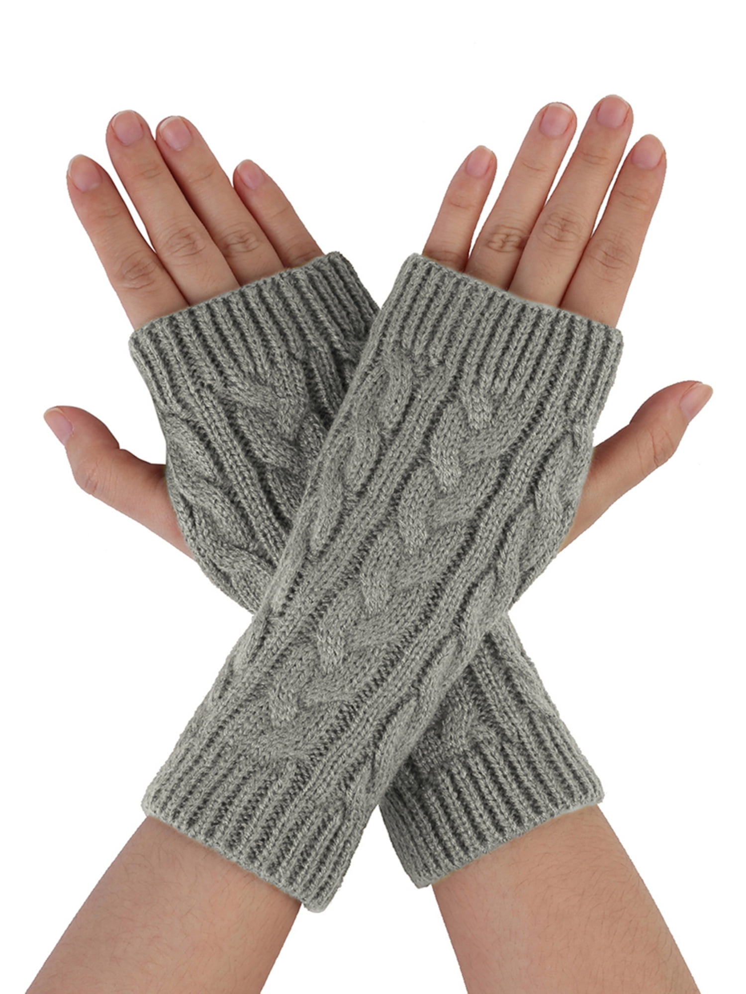 INSPIRE CHIC Unisex Stretchy Elastic Thumbhole Knitted Fingerless ...