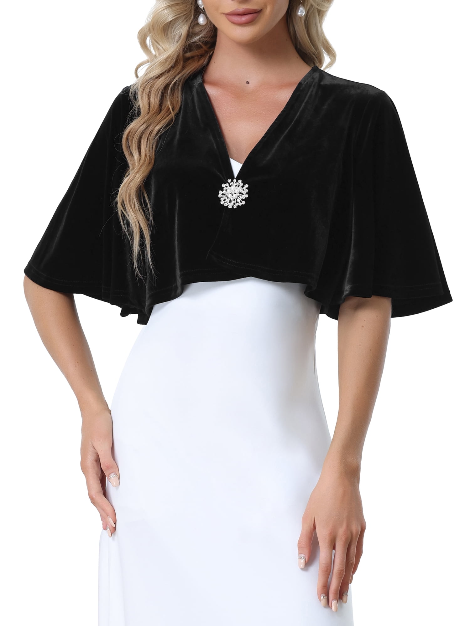 Allegra K Velvet Cardigans for Women's Bell Sleeve Solid Open Front ...