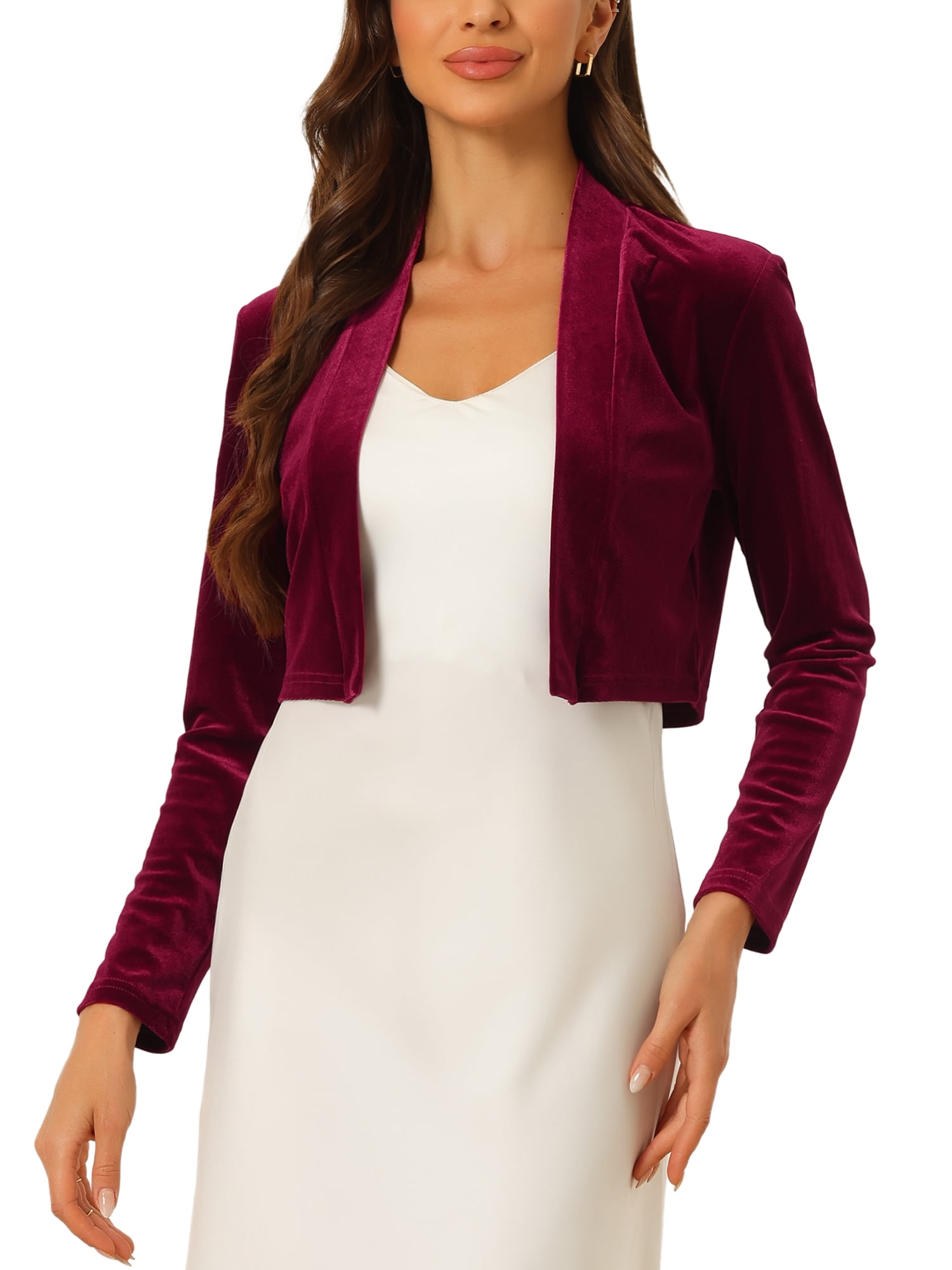 INSPIRE CHIC Velvet Shrugs for Women's Long Sleeve Open Front Cardigan ...