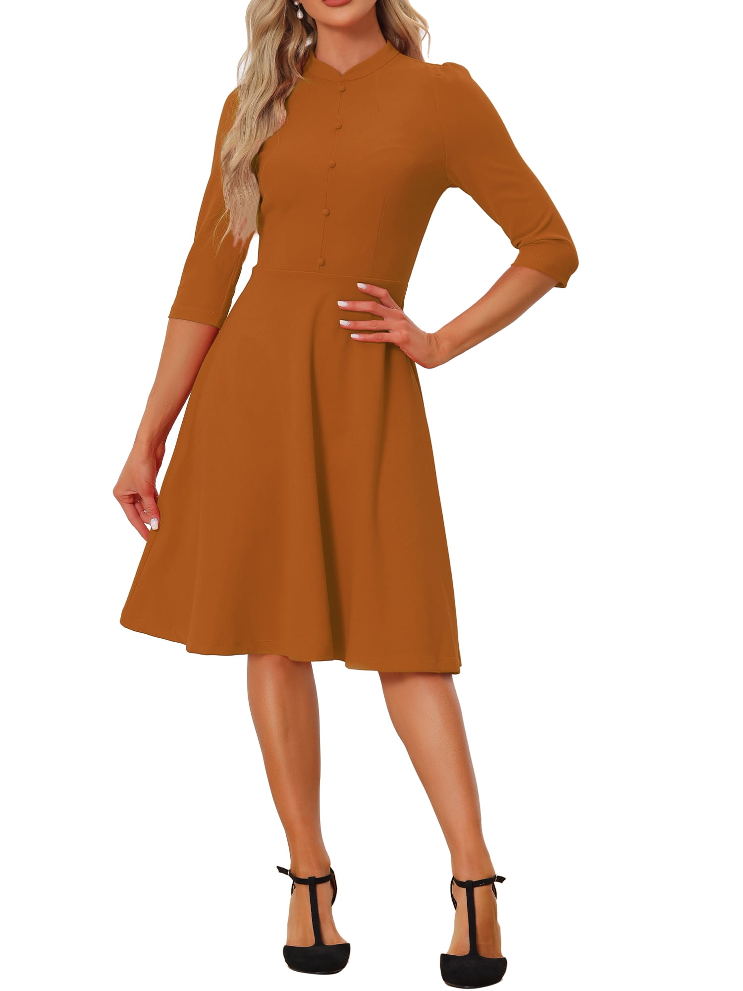 INSPIRE CHIC Vintage Dresses for Women's 3/4 Sleeves Stand Collar ...
