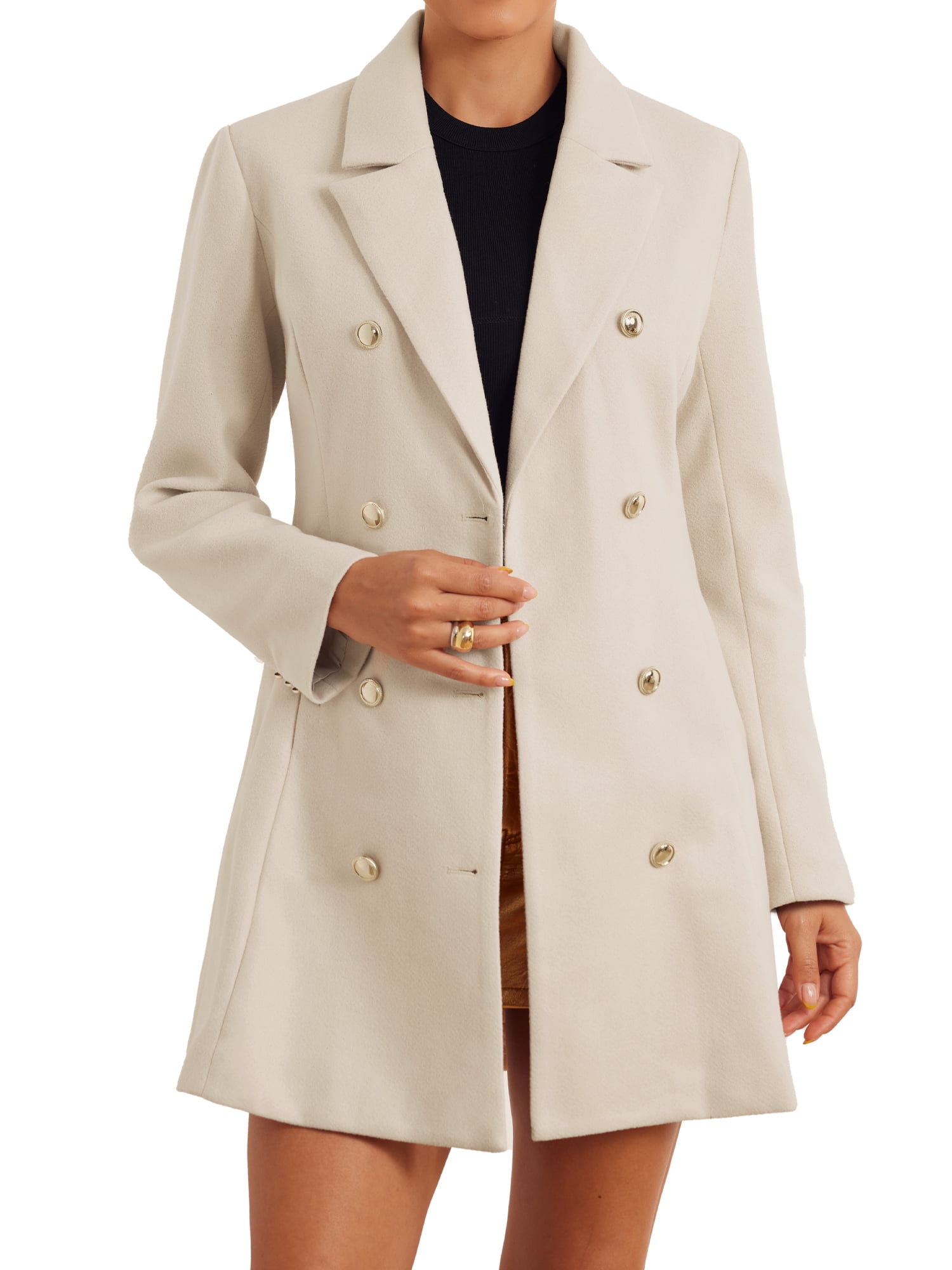 INSPIRE CHIC Winter Overcoat for Women's Notch Lapel Double Breasted ...