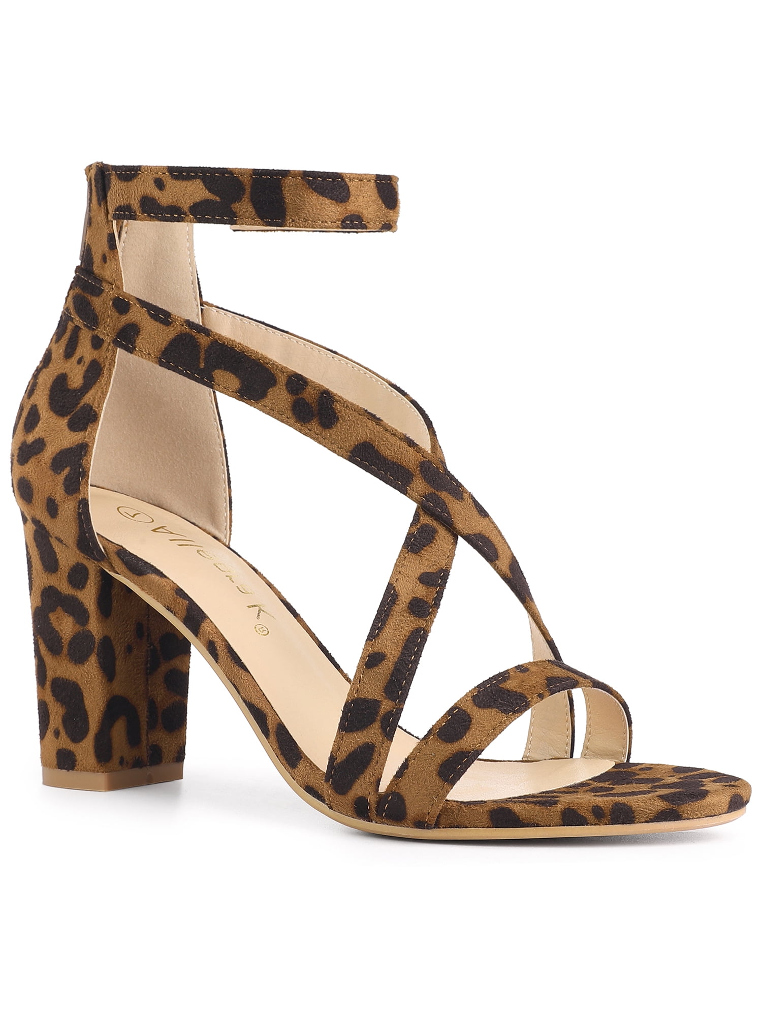 Allegra K Women Crisscross Ankle Strap Block Heel Sandals - Walmart.com