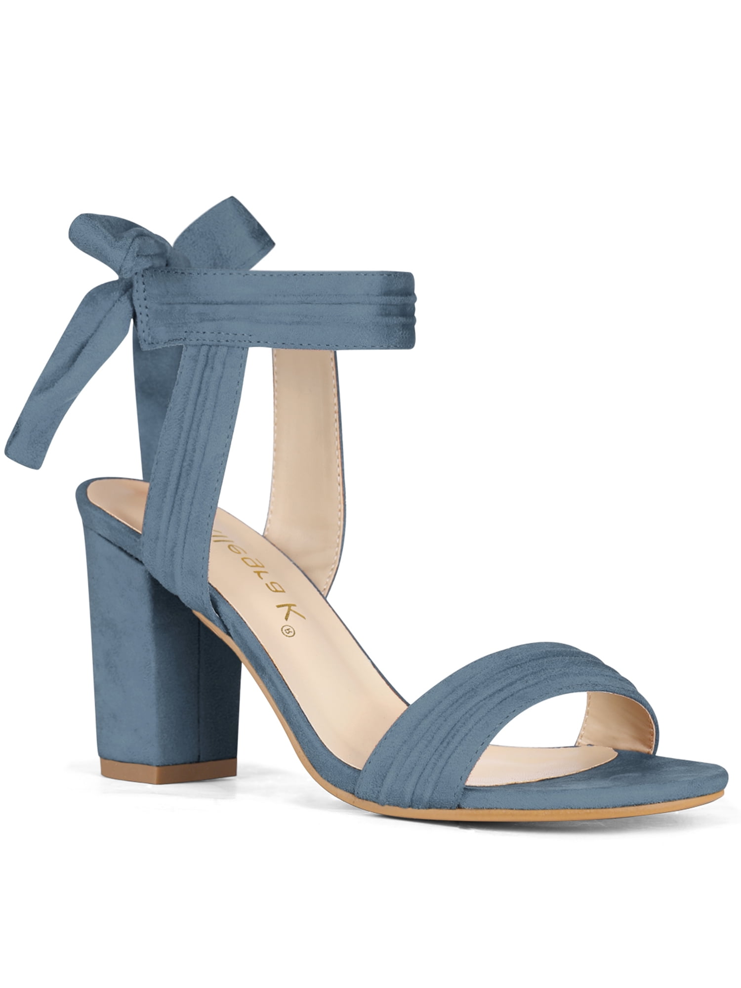 BLISSFUL STEP Women's Sandals Ankle Tie Back Open Toe Block Heels Haze ...