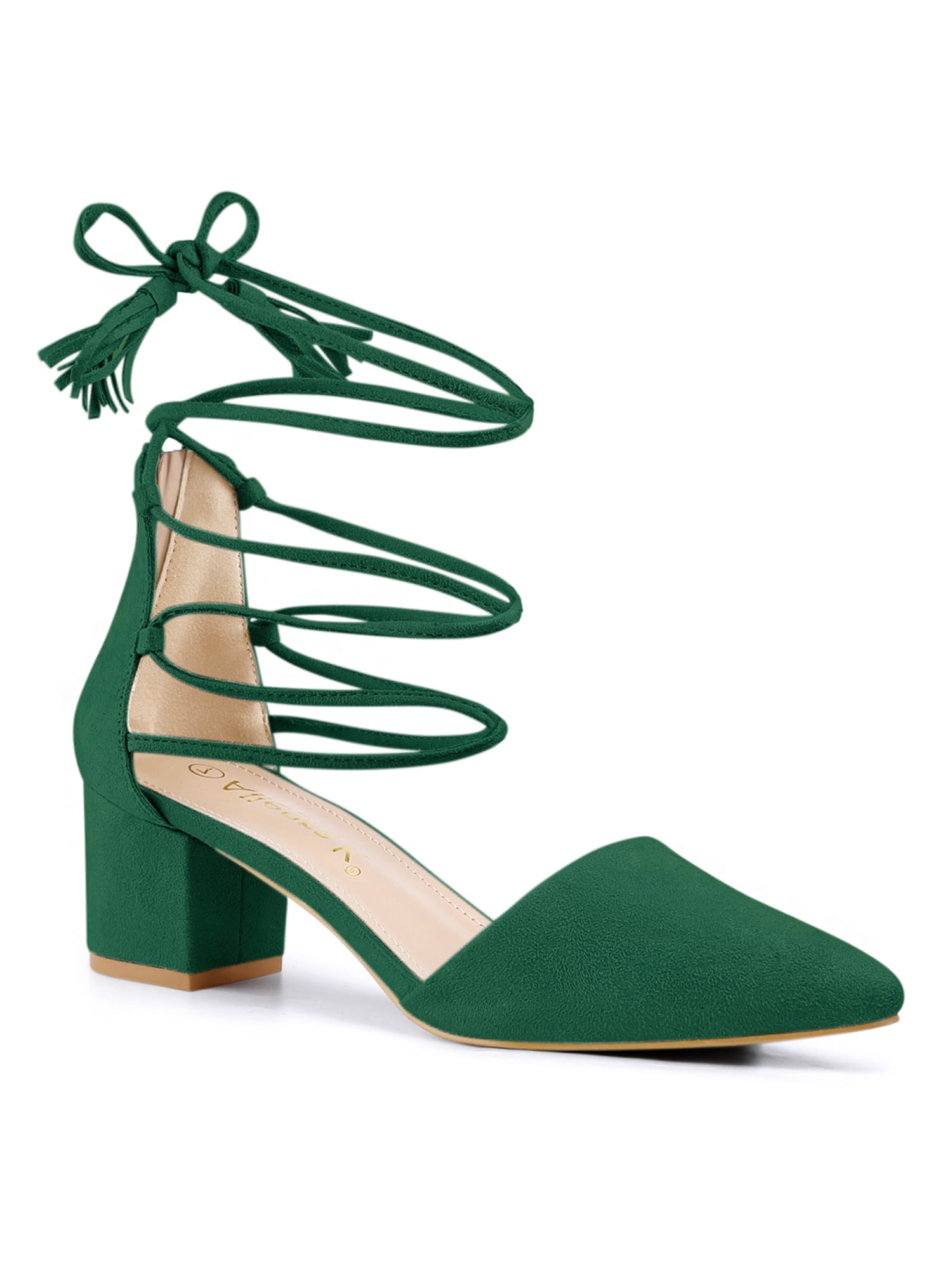 Allegra K Women Pointed Toe Block Heels Lace Up Pumps - Walmart.com