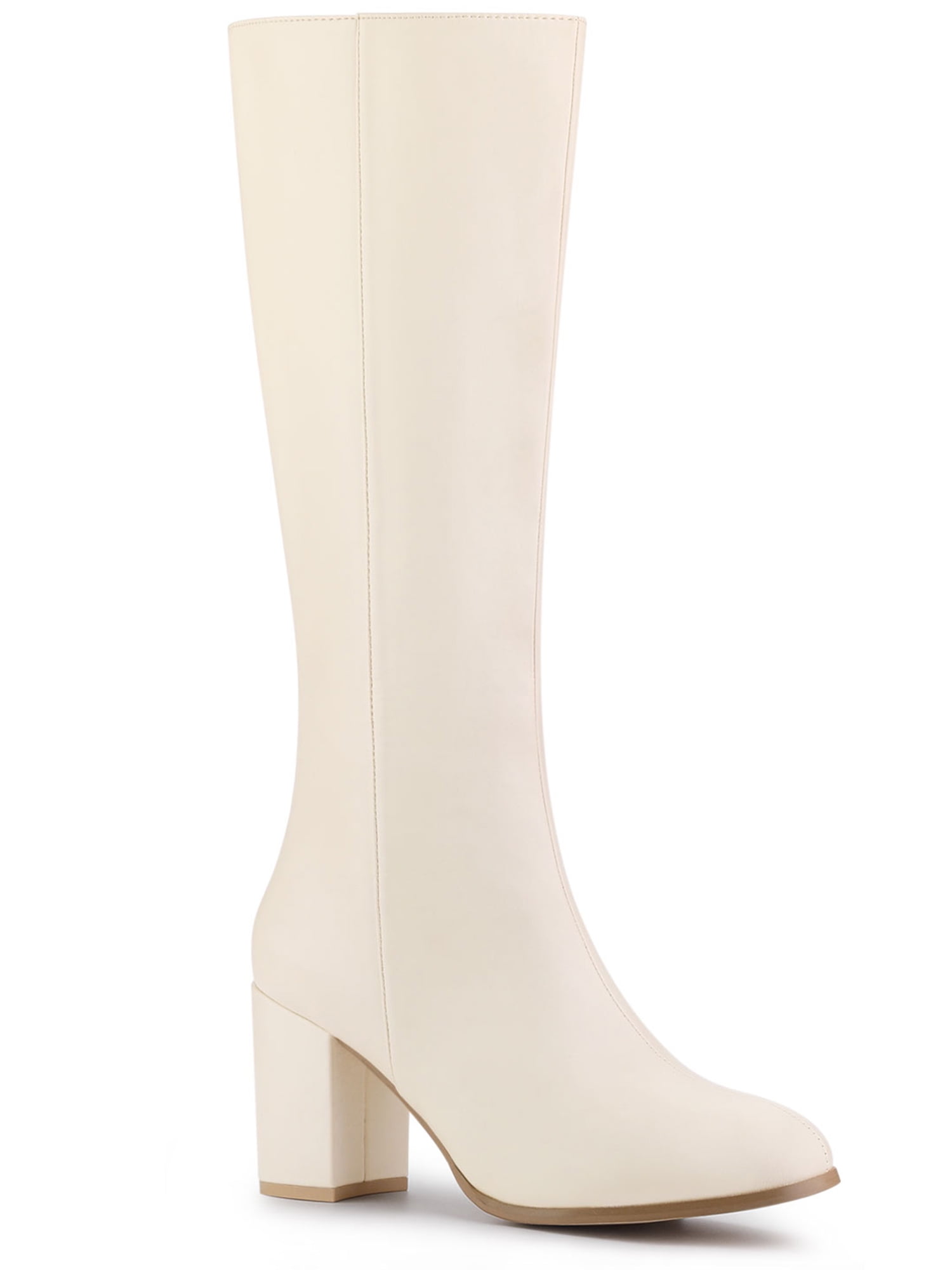 Allegra K Women Round Toe Block Heels Knee High Boots - Walmart.com