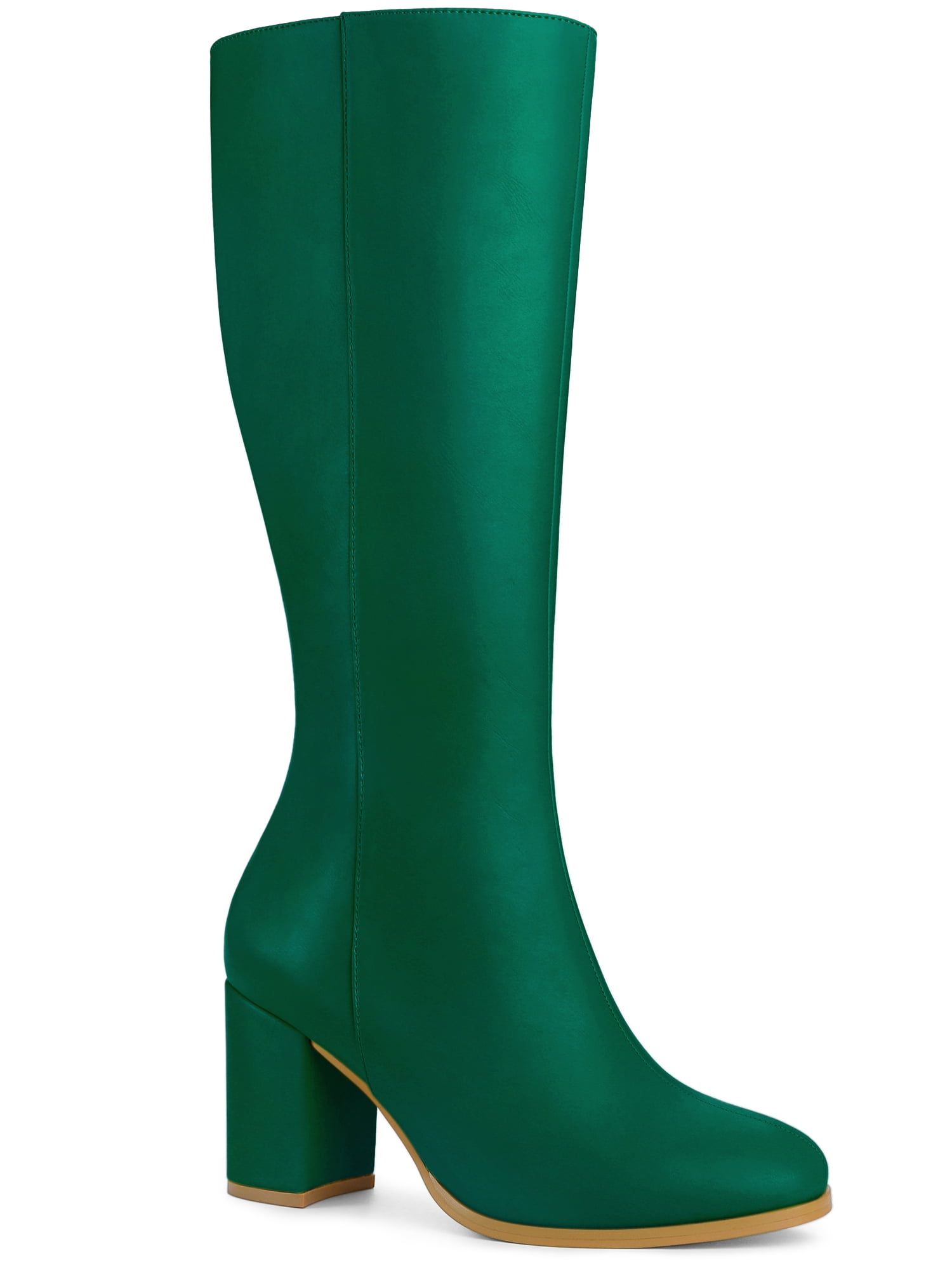 Allegra K Women Round Toe Block Heels Knee High Boots - Walmart.com