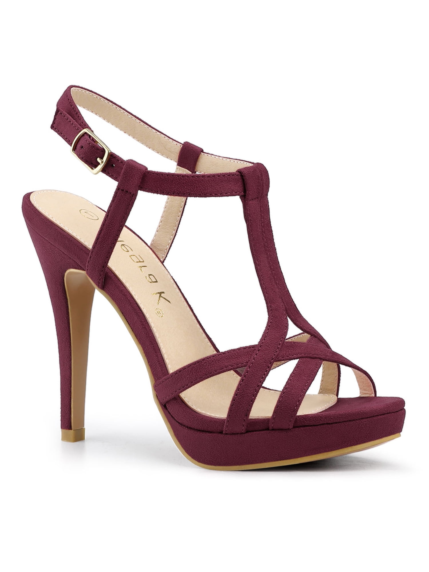 BLISSFUL STEP Women T Strap Slingback Platform Stiletto Heel Sandals ...