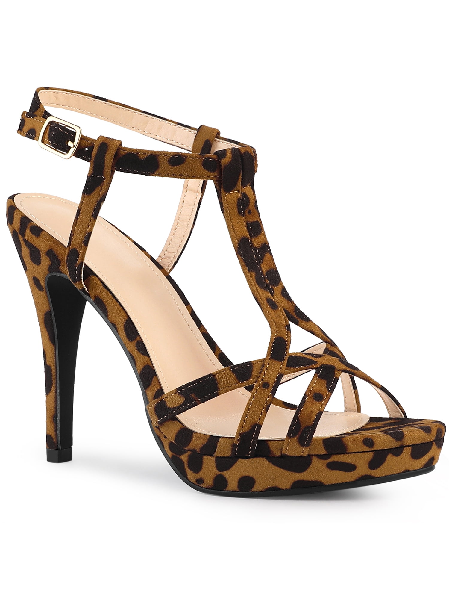 BLISSFUL STEP Women T Strap Slingback Platform Stiletto Heel Sandals ...