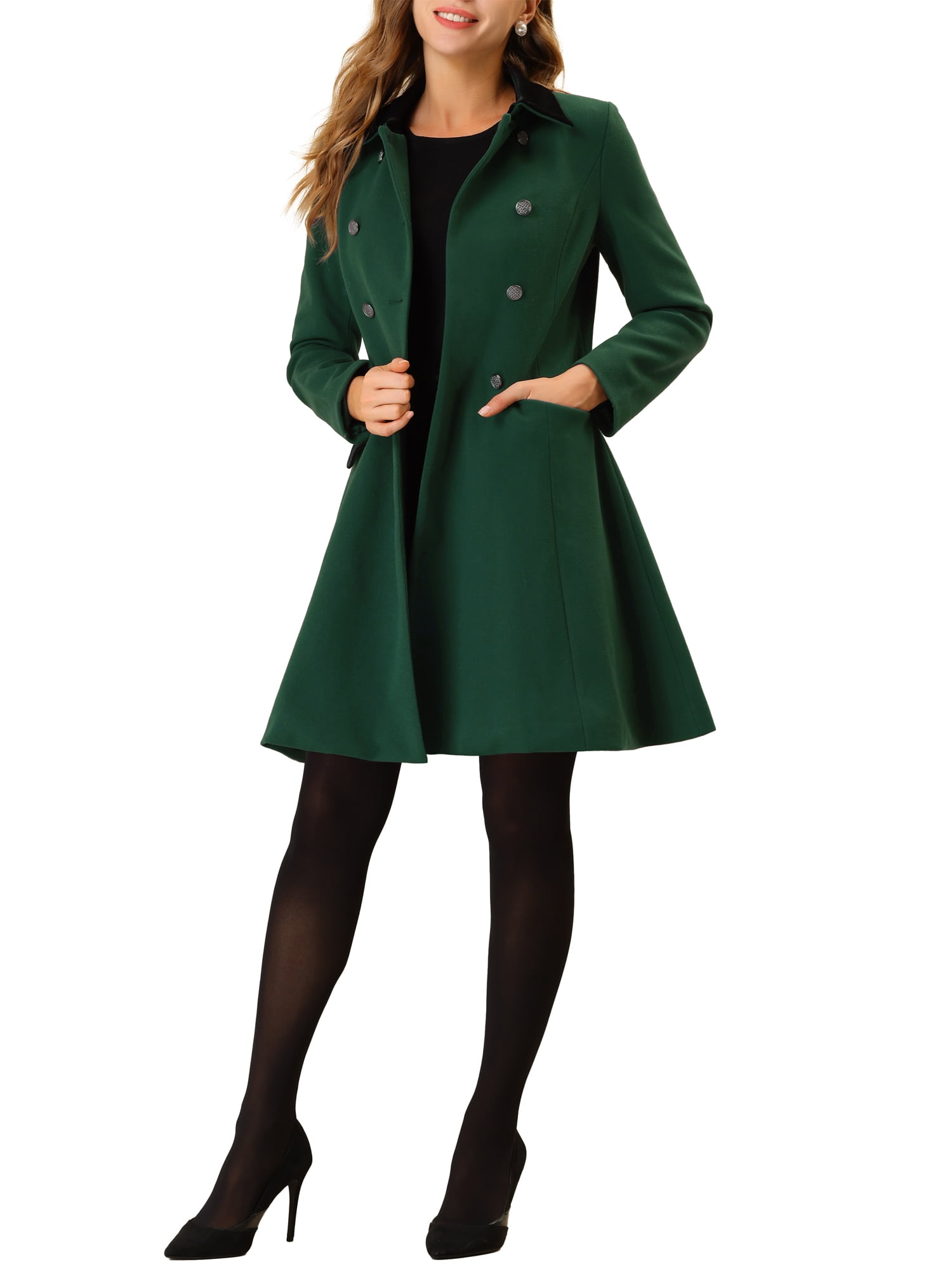 INSPIRE CHIC Women's Peacoat Overcoat Double Breasted Vintage A-line ...