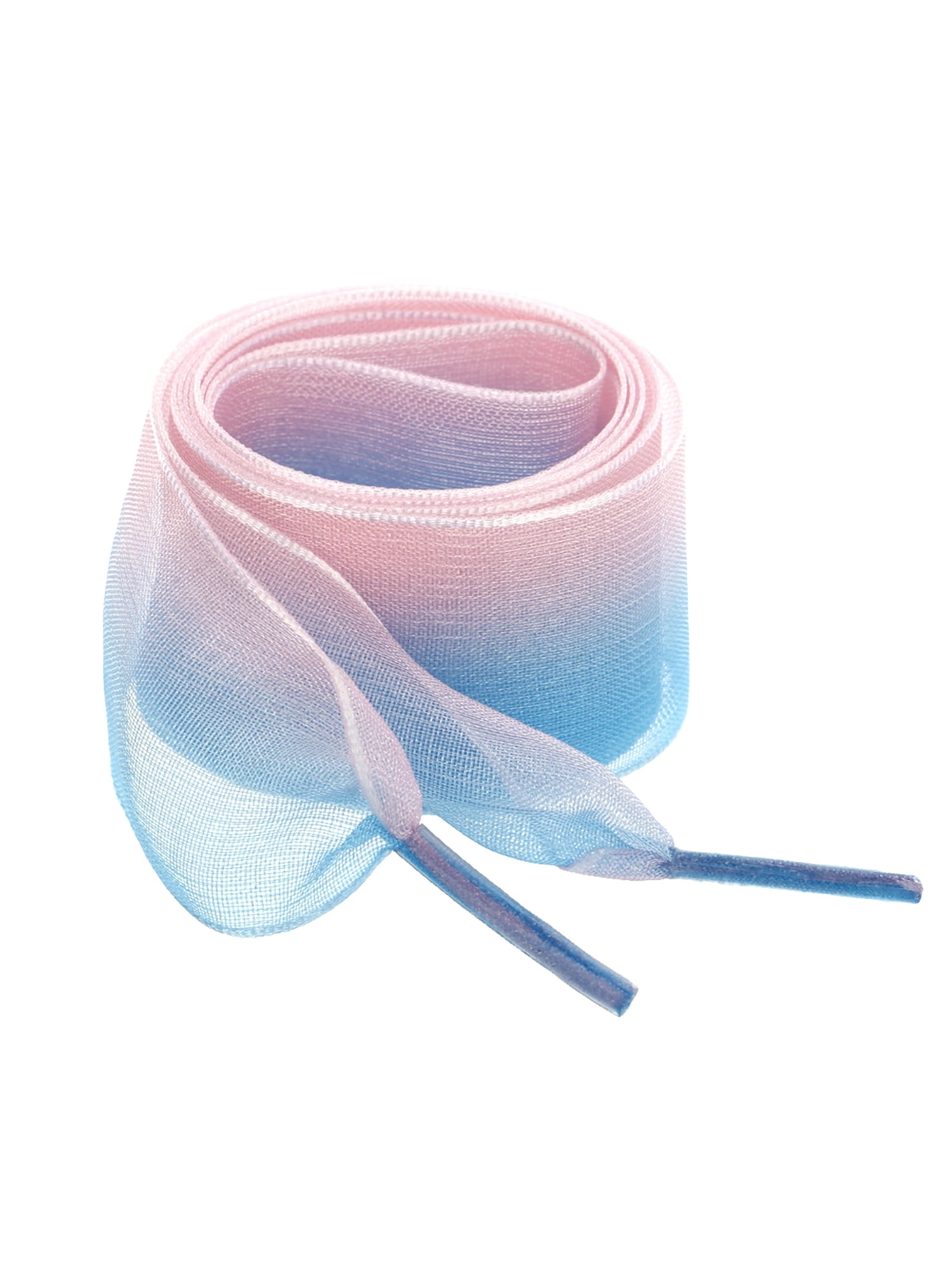 INSPIRE CHIC Women's 2.5cm Wide Flat Shoelaces Gradient Color Organza ...