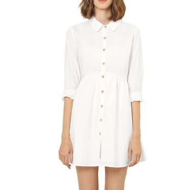 Free Assembly Women's Tiered Mini Shirt Dress with Long Sleeves, Sizes ...