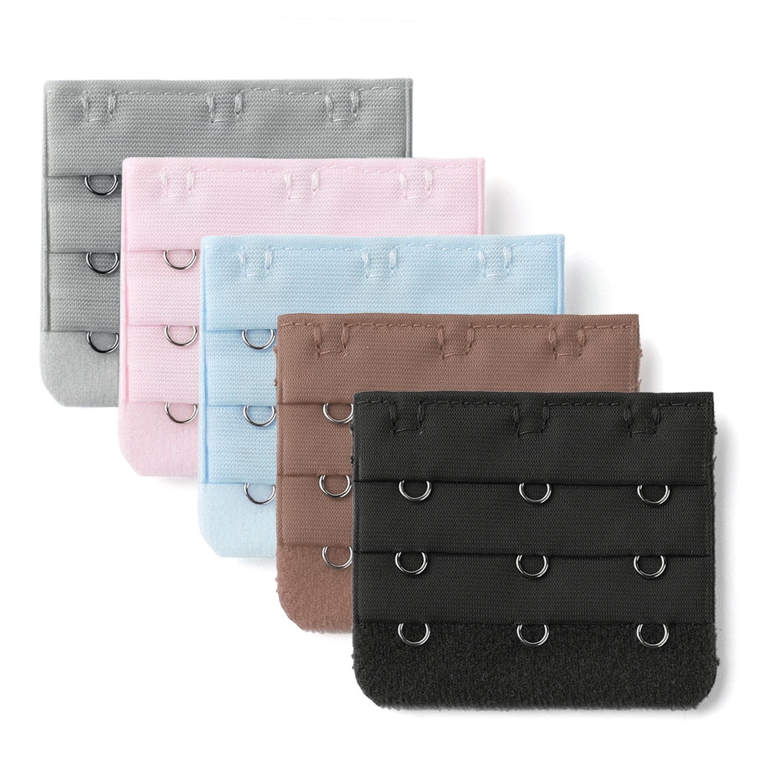 INSPIRE CHIC Women's 3 Hook 3 Row Bra Extenders Stretchy Bra Strap ...