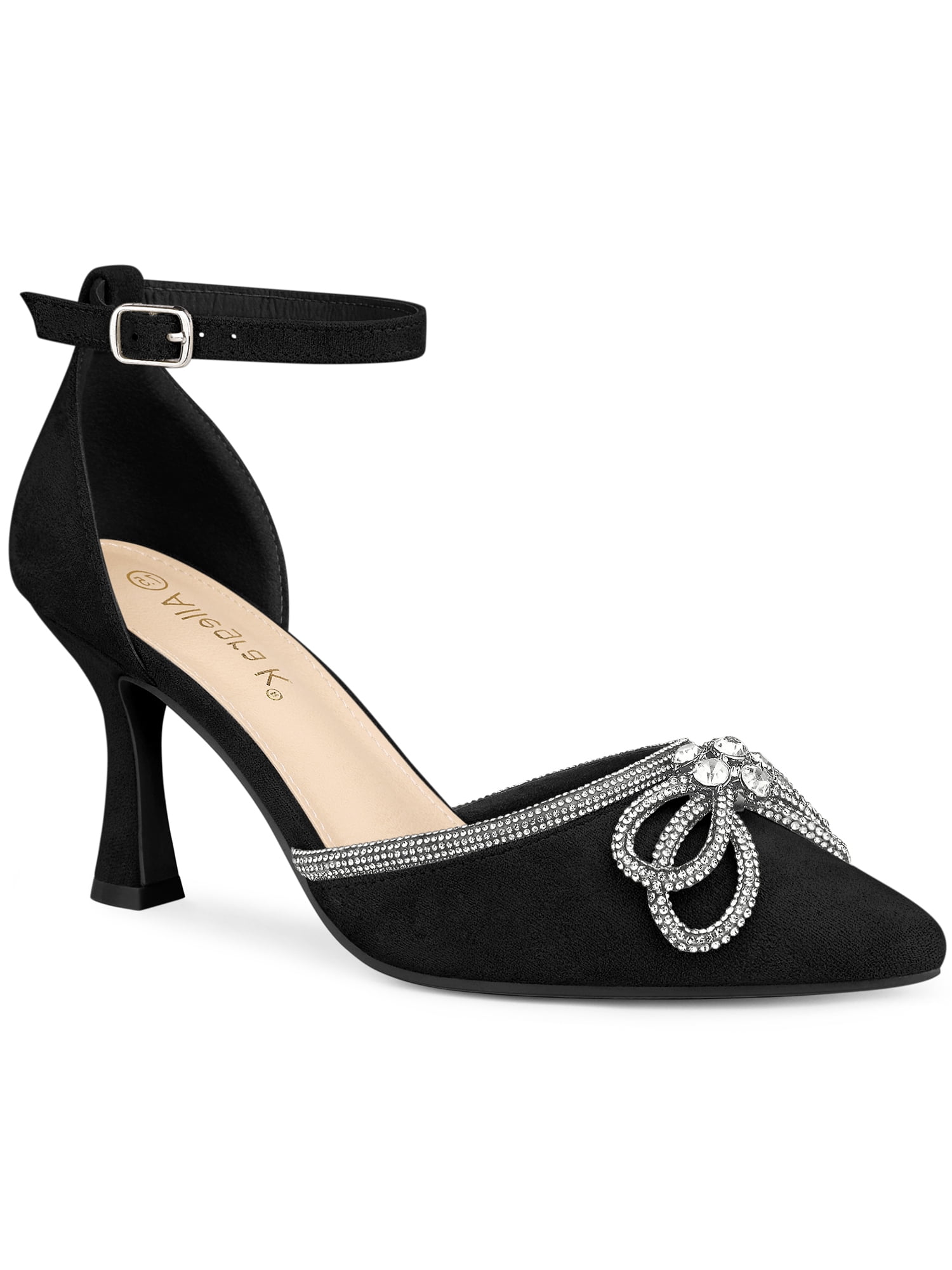 Allegra K Women's Rhiness Bow Ankle Strap Stiletto Heel Pumps - Walmart.com