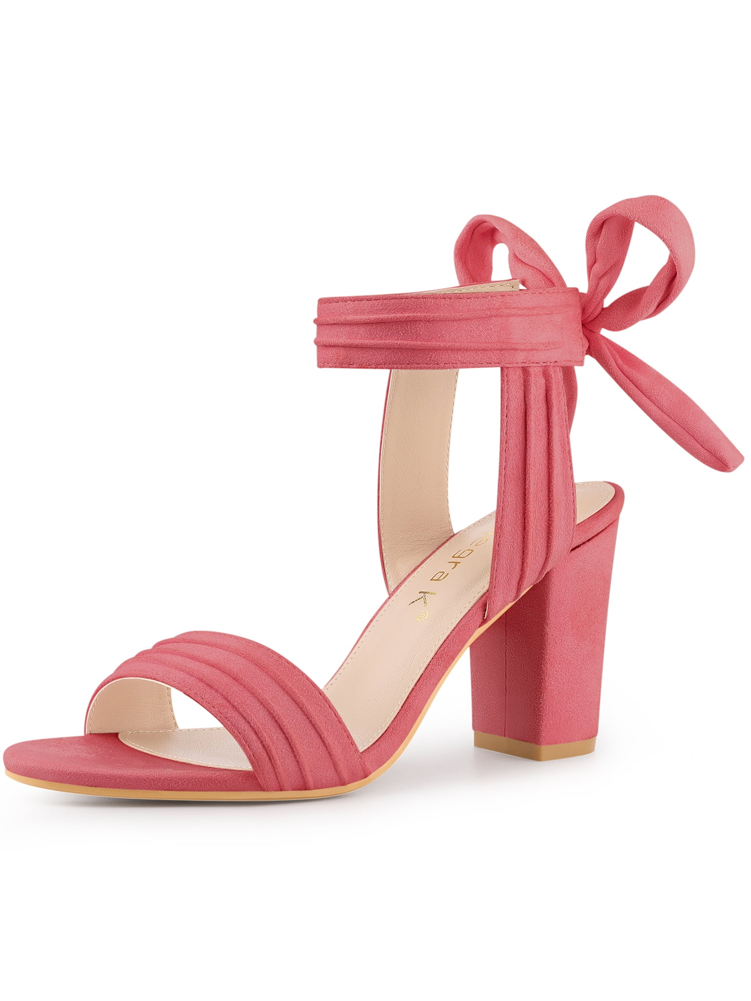 BLISSFUL STEP Women's Sandals Ankle Tie Back Open Toe Block Heels ...