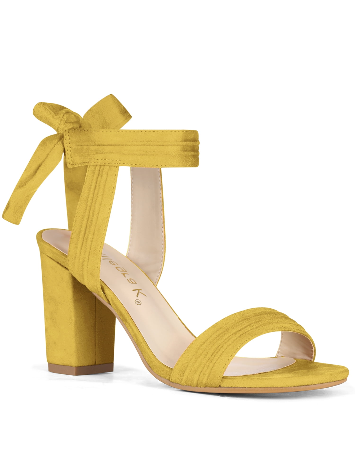 BLISSFUL STEP Women's Sandals Ankle Tie Back Open Toe Block Heels ...