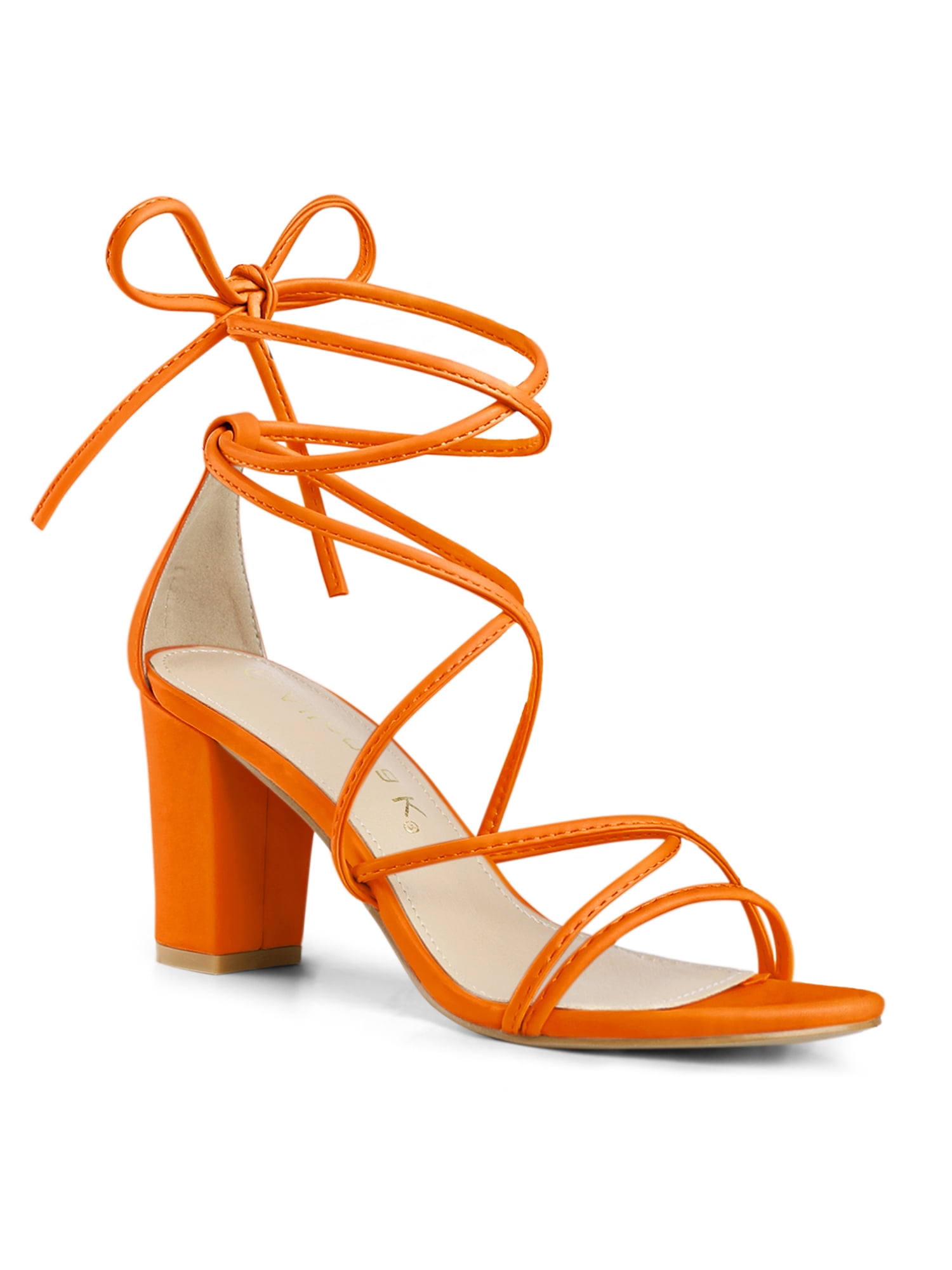 BLISSFUL STEP Women's Open Toe Lace Up Block Heel Strappy Straps ...