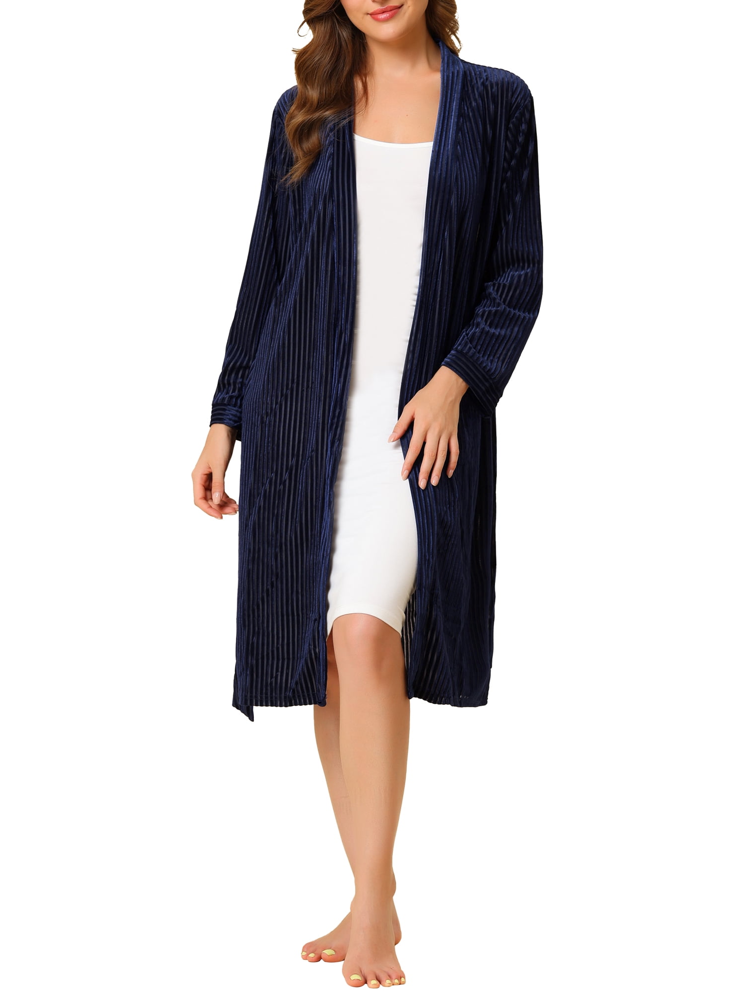 Allegra K Women's Belt Tie Robe Winter Pajamas Nightgown Midi Warm ...