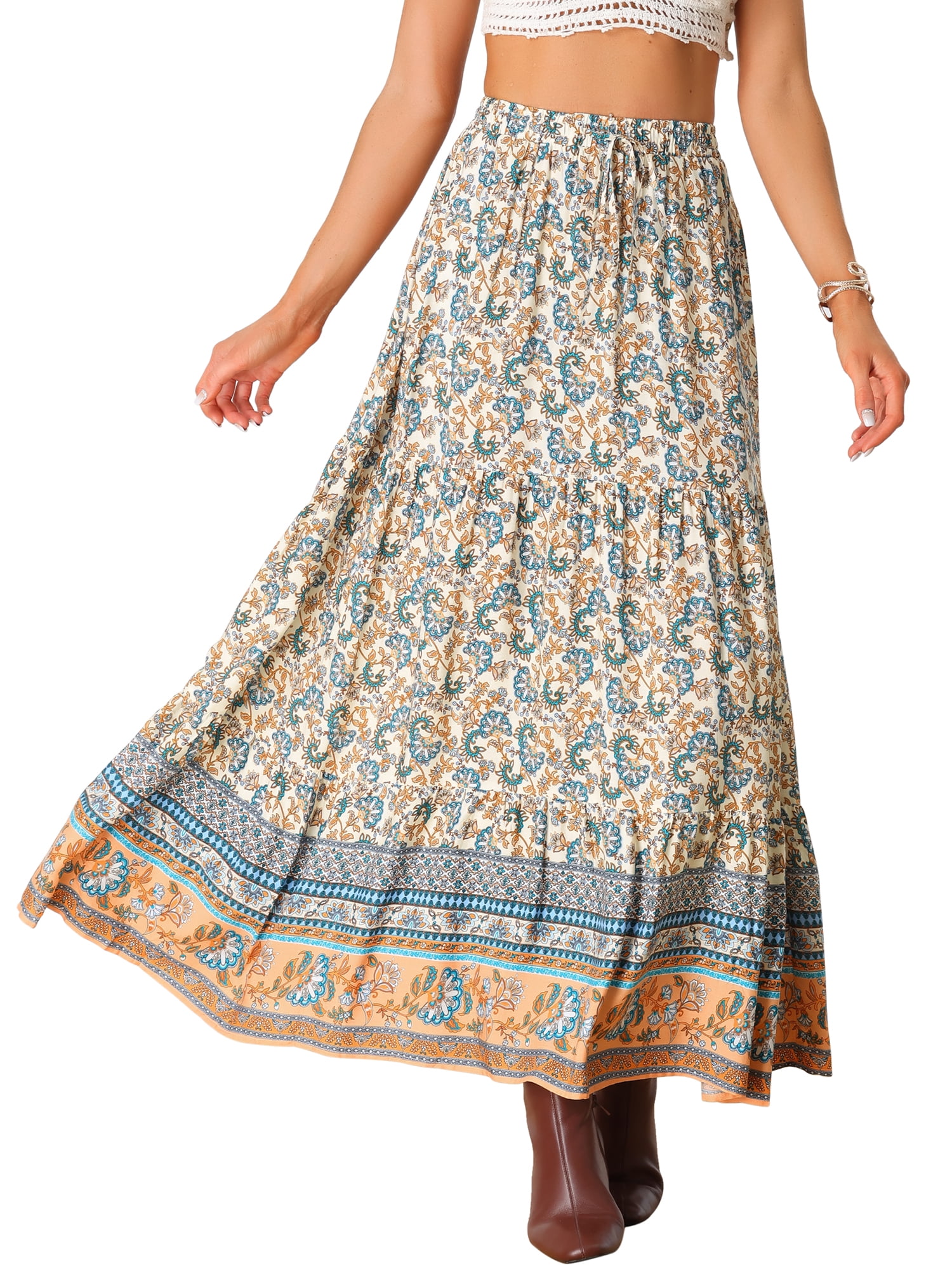 INSPIRE CHIC Mother's Day Women's Boho Skirts Floral Print Spring ...