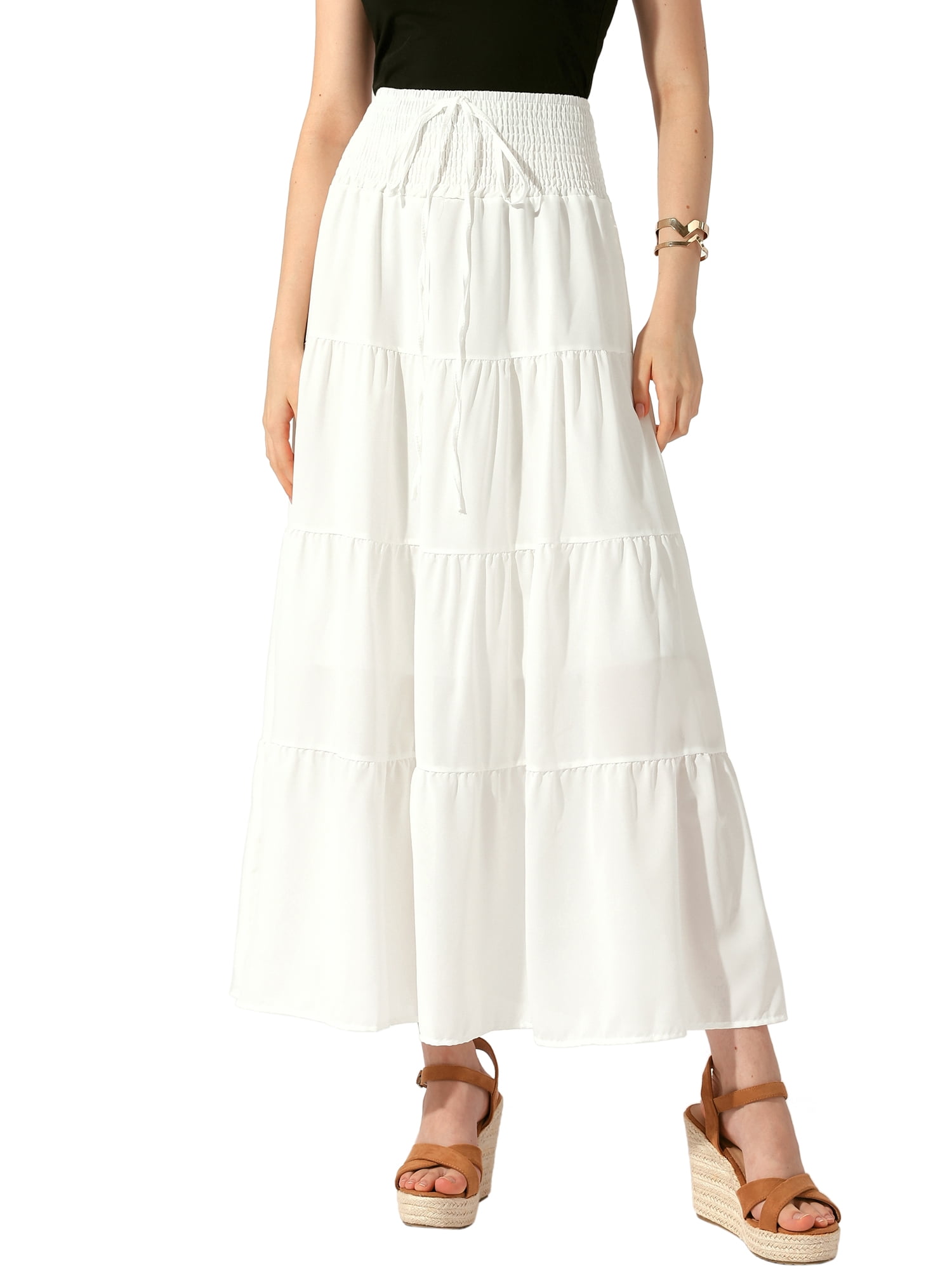 INSPIRE CHIC Style Women's Boho Skirts Summer Smocked Elastic Waist ...