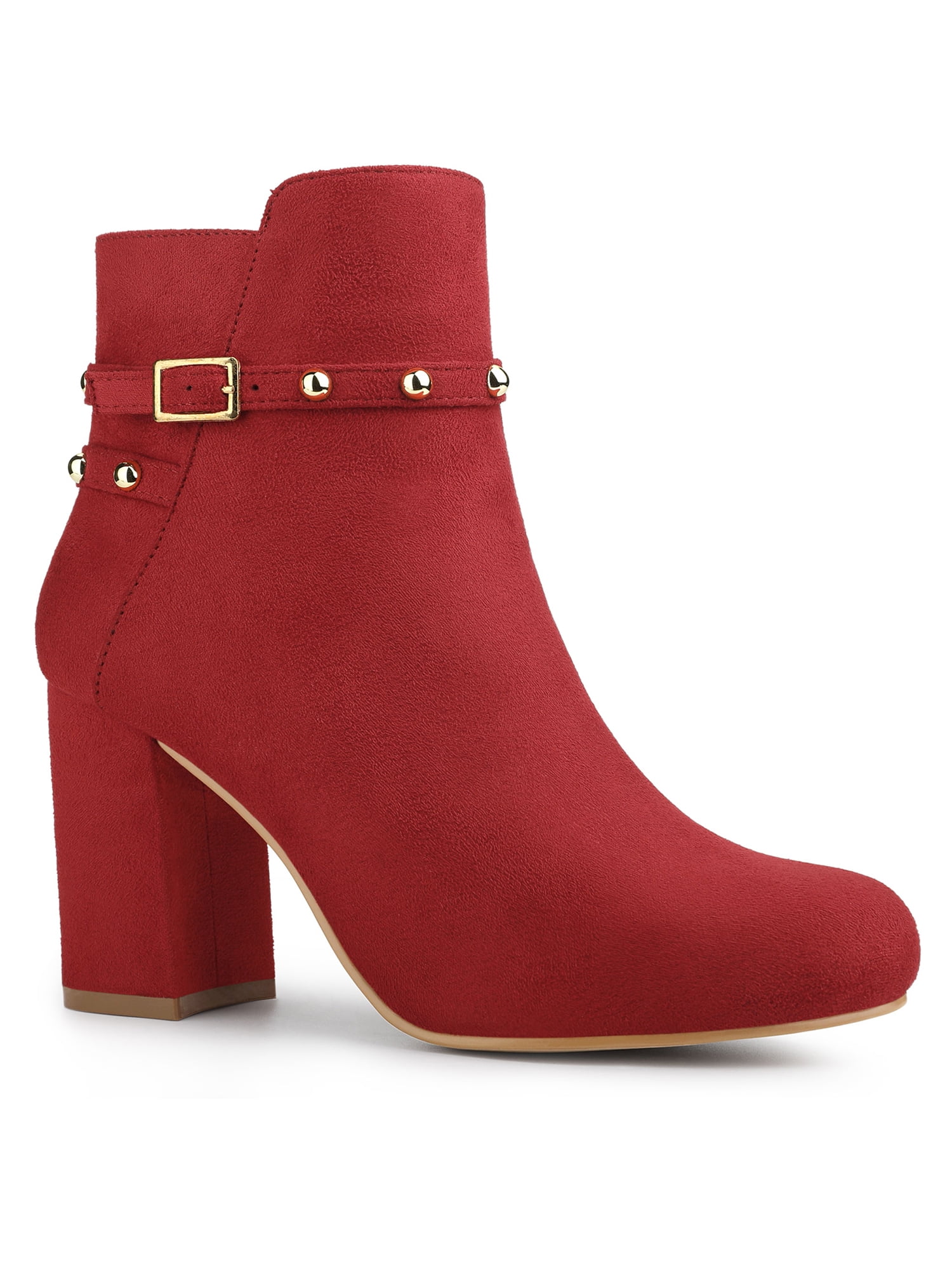 Allegra K Women's Buckle Decor Block Heels Ankle Boots - Walmart.com